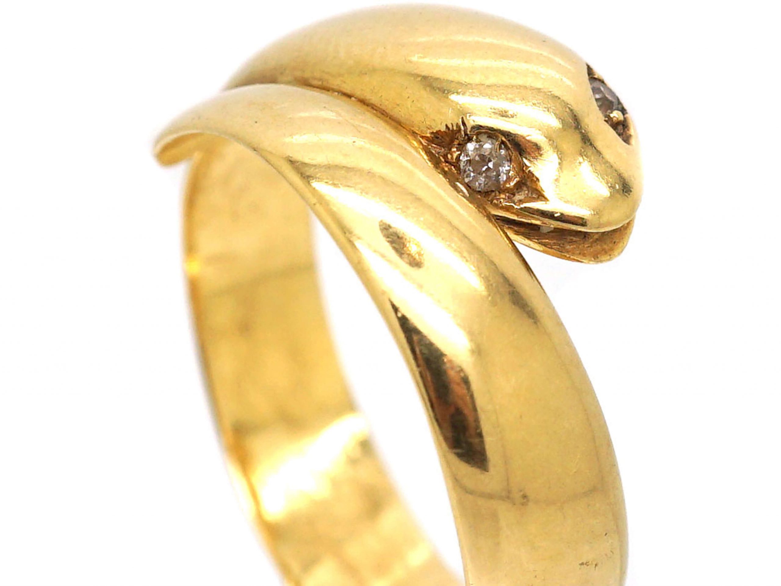 Victorian 18ct Gold Snake Ring set with Diamond Eyes (38Y) | The ...