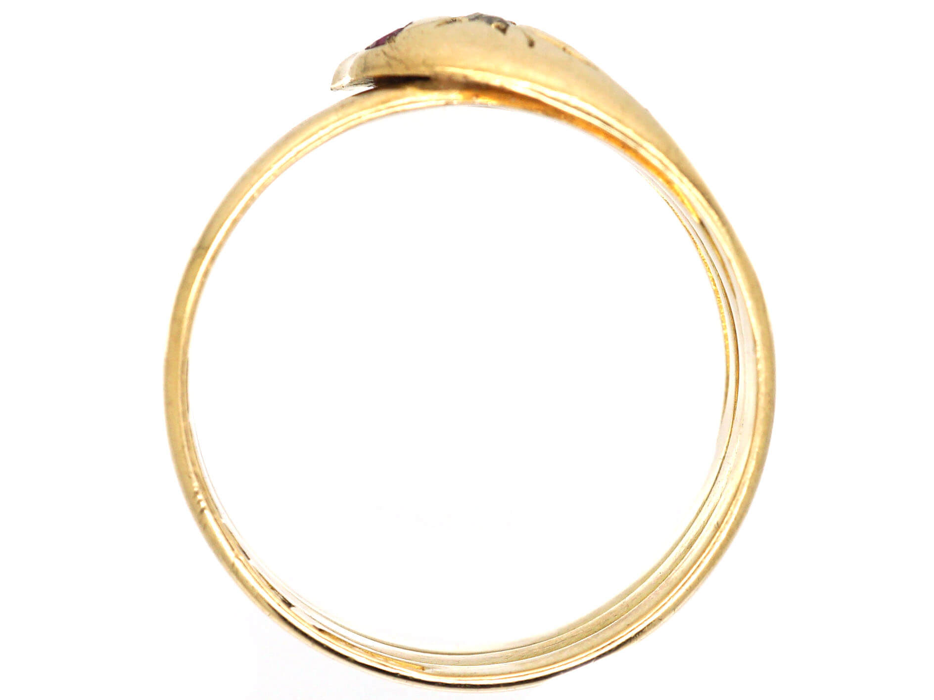 Edwardian 9ct Gold Snake Ring set with a Rose Diamond & Ruby Eyes (181Y ...