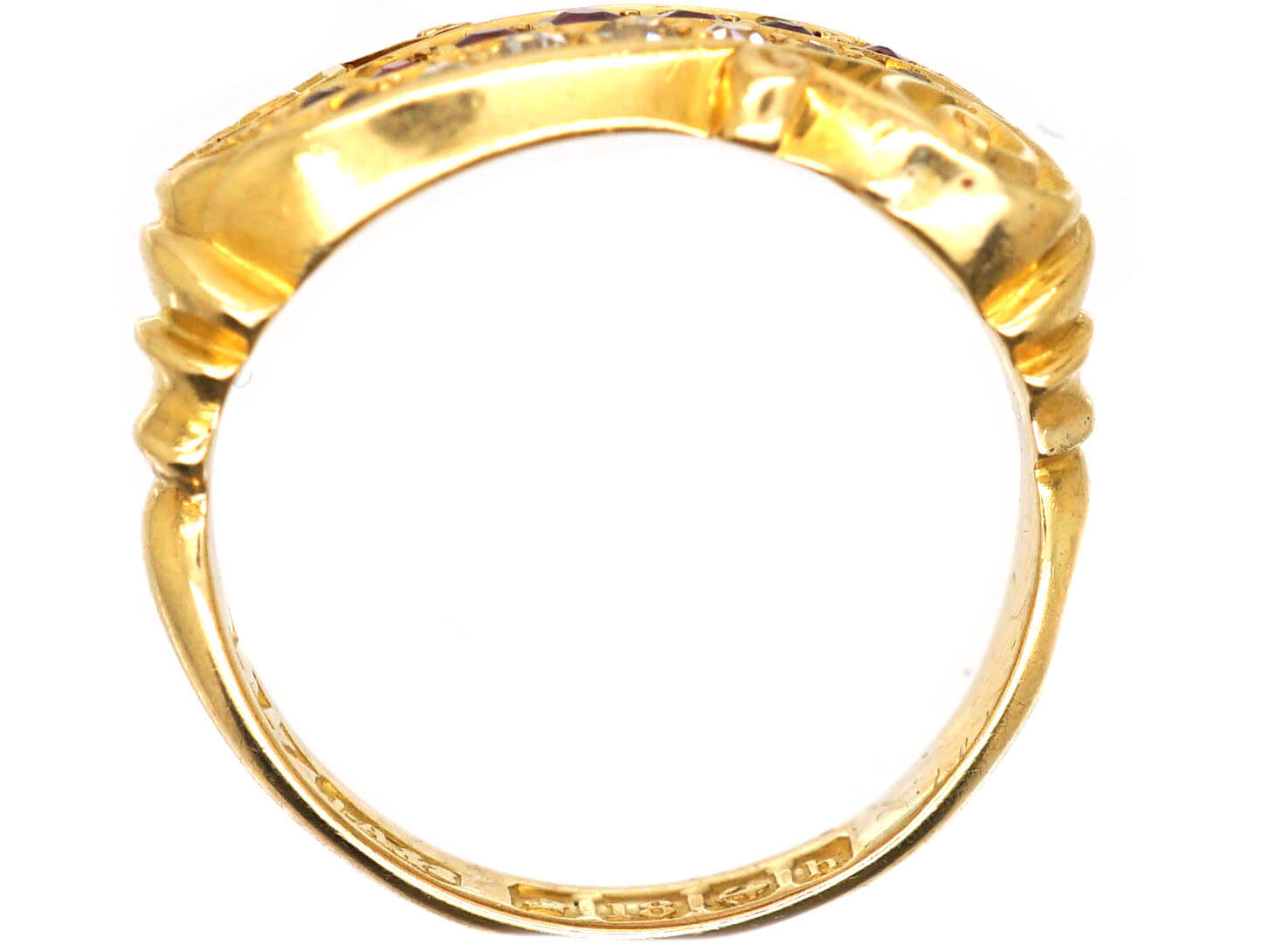 Edwardian 18ct Gold, Ruby & Diamond Scroll Design Ring (189Y) | The ...