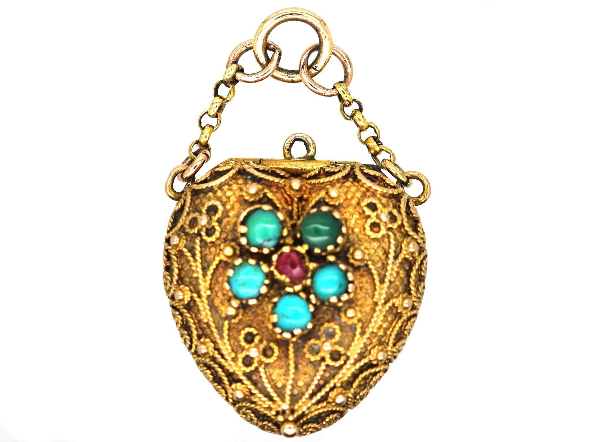 Georgian 15ct Gold Heart Shaped Locket with Forget me Not Motif set ...