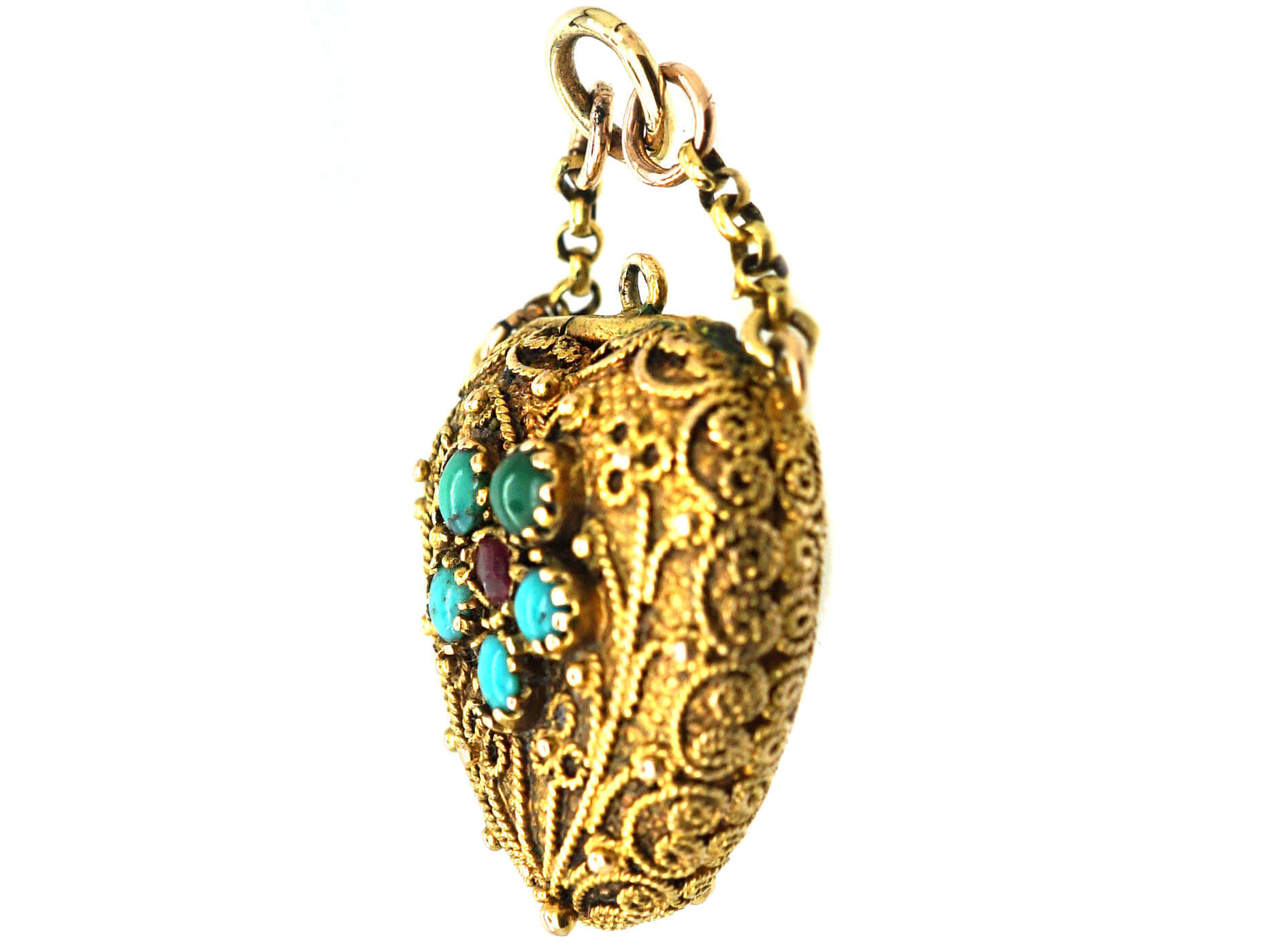 Georgian 15ct Gold Heart Shaped Locket with Forget me Not Motif set ...