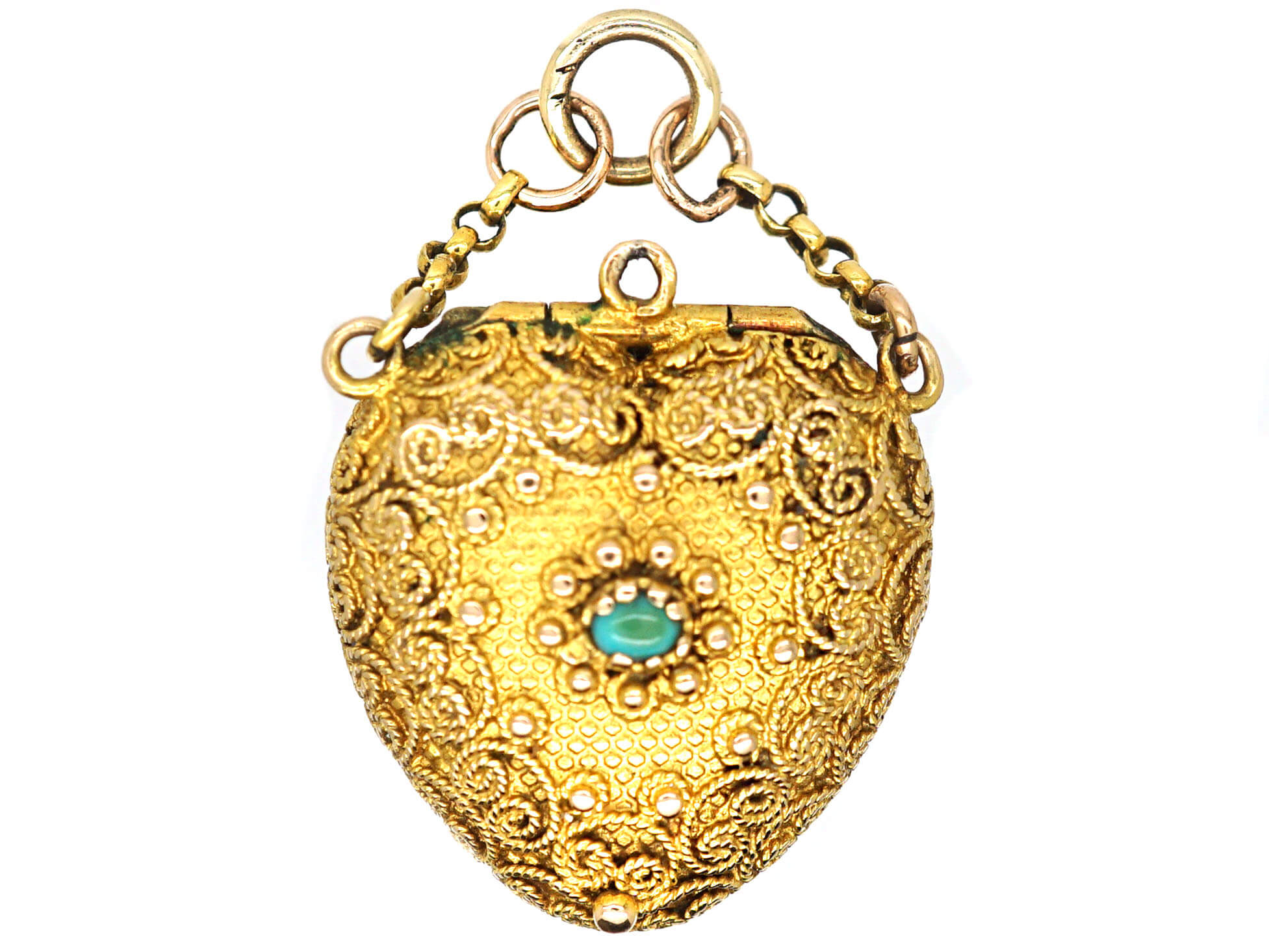 Georgian 15ct Gold Heart Shaped Locket with Forget me Not Motif set ...