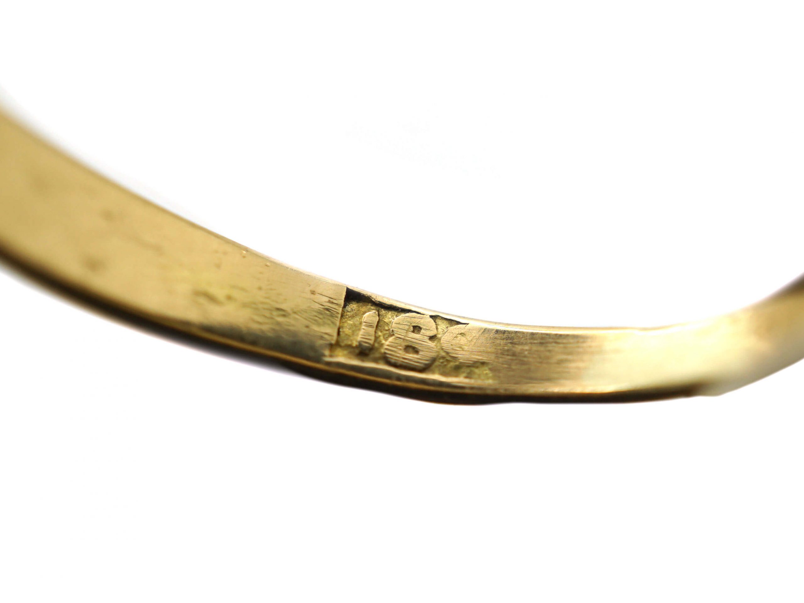 Victorian 18ct Gold Three Stone Carved Half Hoop Ring with Rose Diamond ...