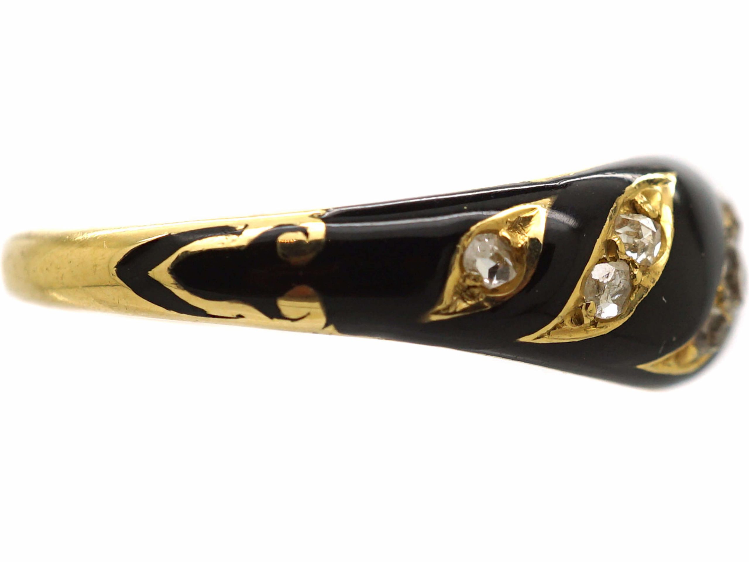 Victorian 18ct Gold Black Enamel & Diamond Ring (207Y) | The Antique ...
