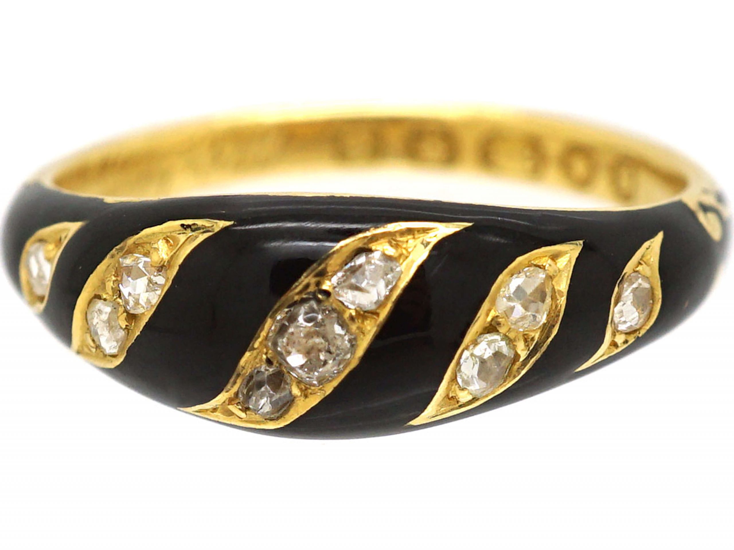 Victorian 18ct Gold Black Enamel & Diamond Ring (207Y) | The Antique ...