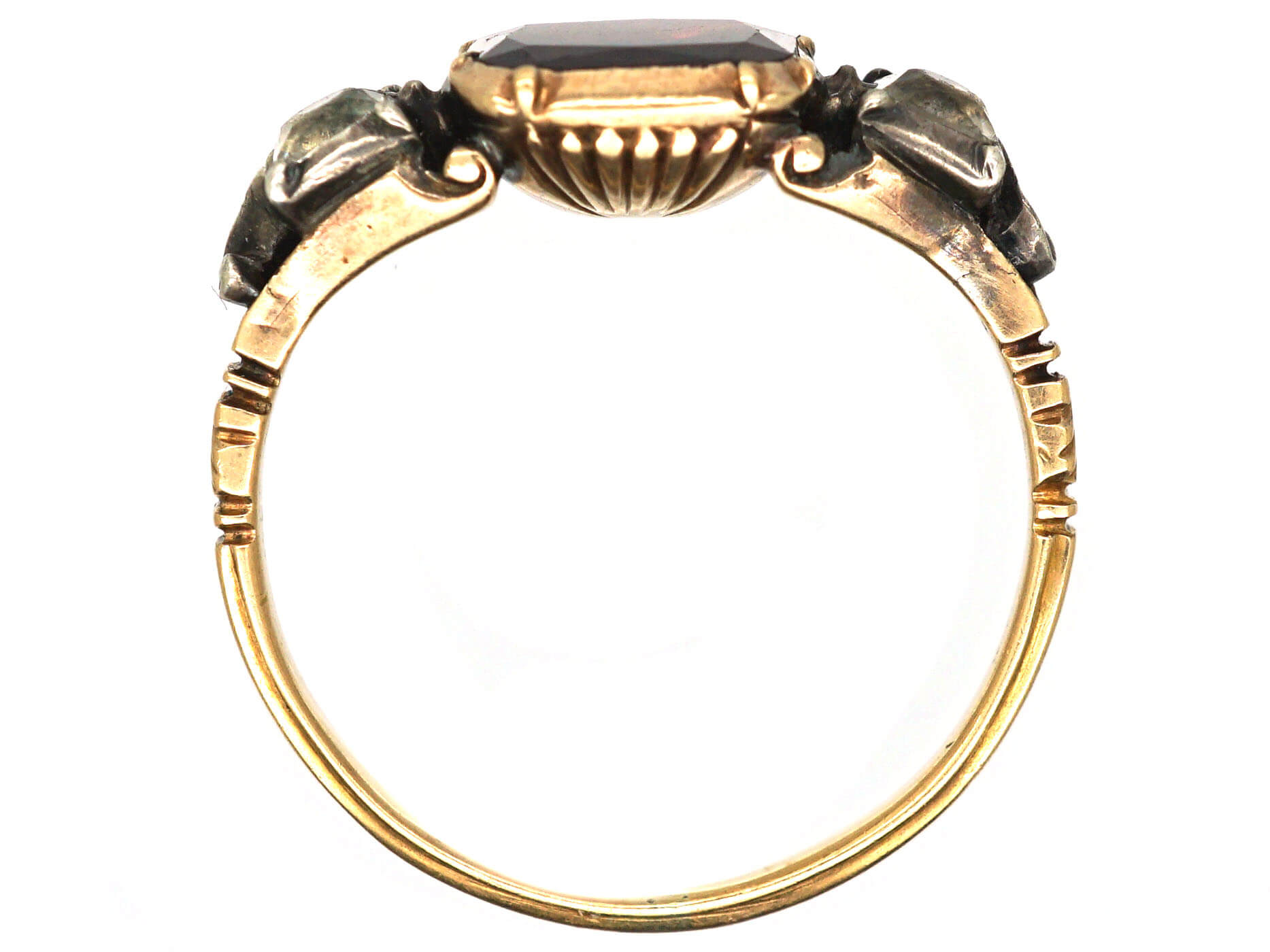 Georgian 9ct Gold & Silver, Flat Cut Garnet & Paste Ring (189W) | The ...