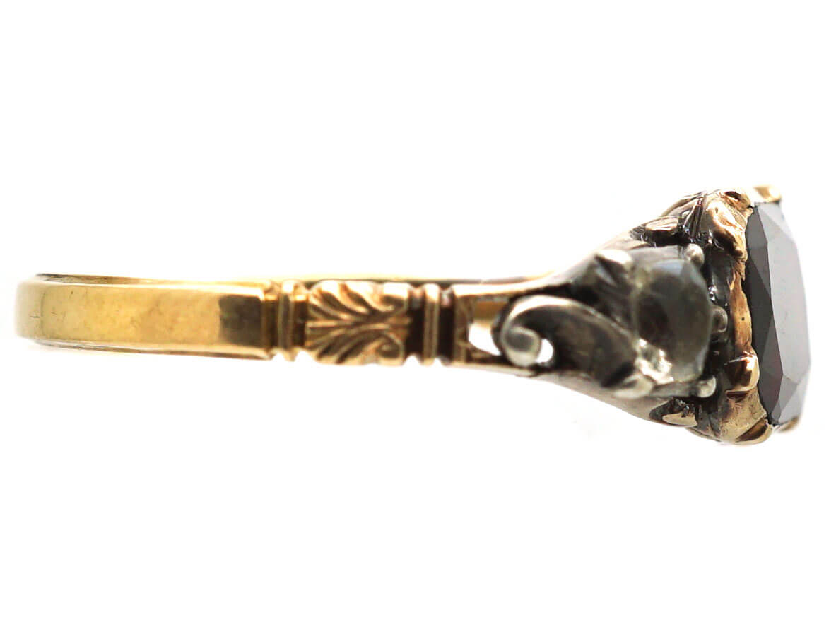 Georgian 9ct Gold & Silver, Flat Cut Garnet & Paste Ring (189W) | The ...