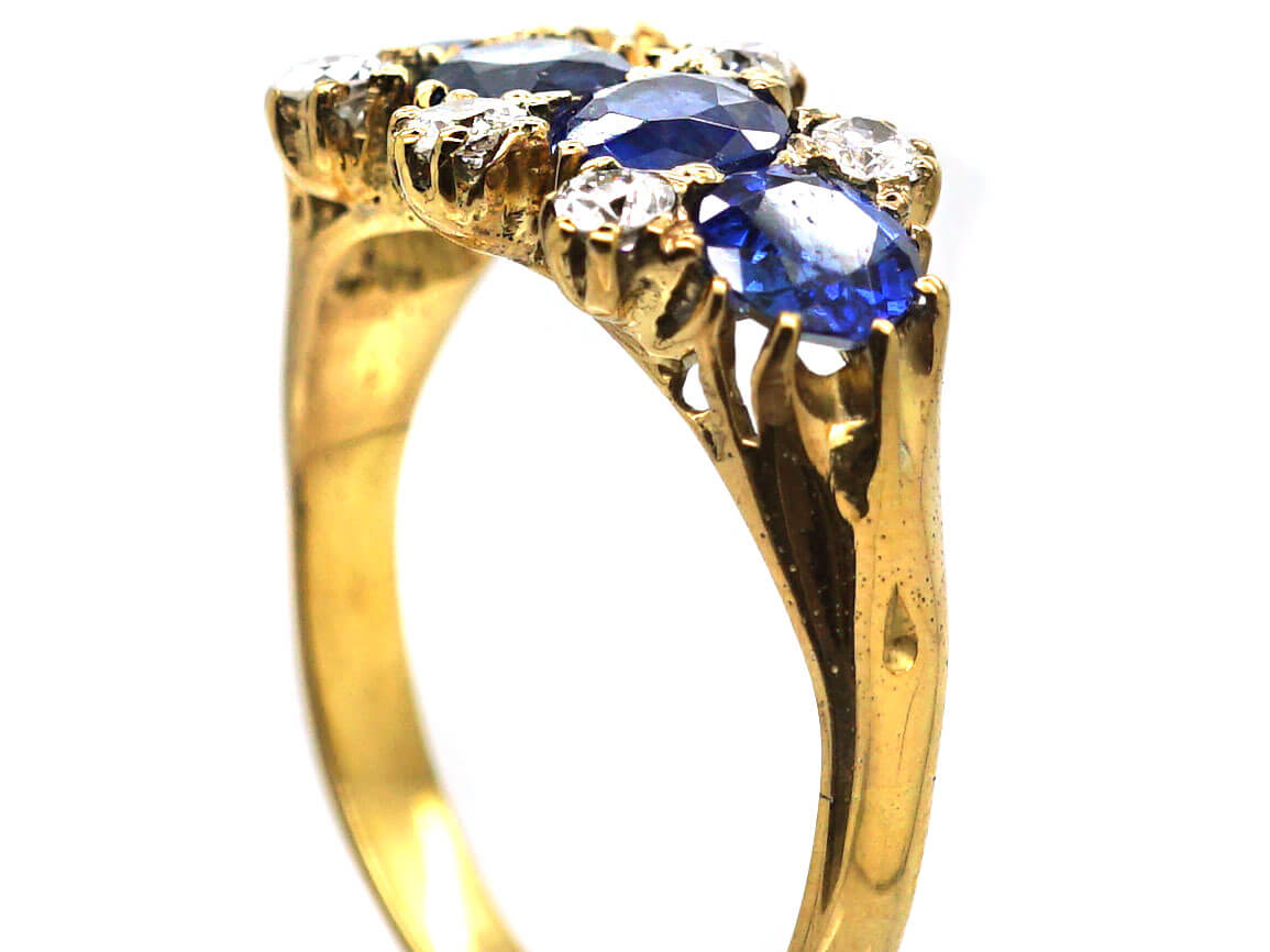 Edwardian 18ct Gold, Sapphire & Diamond Four Stone Ring (206Y) | The ...