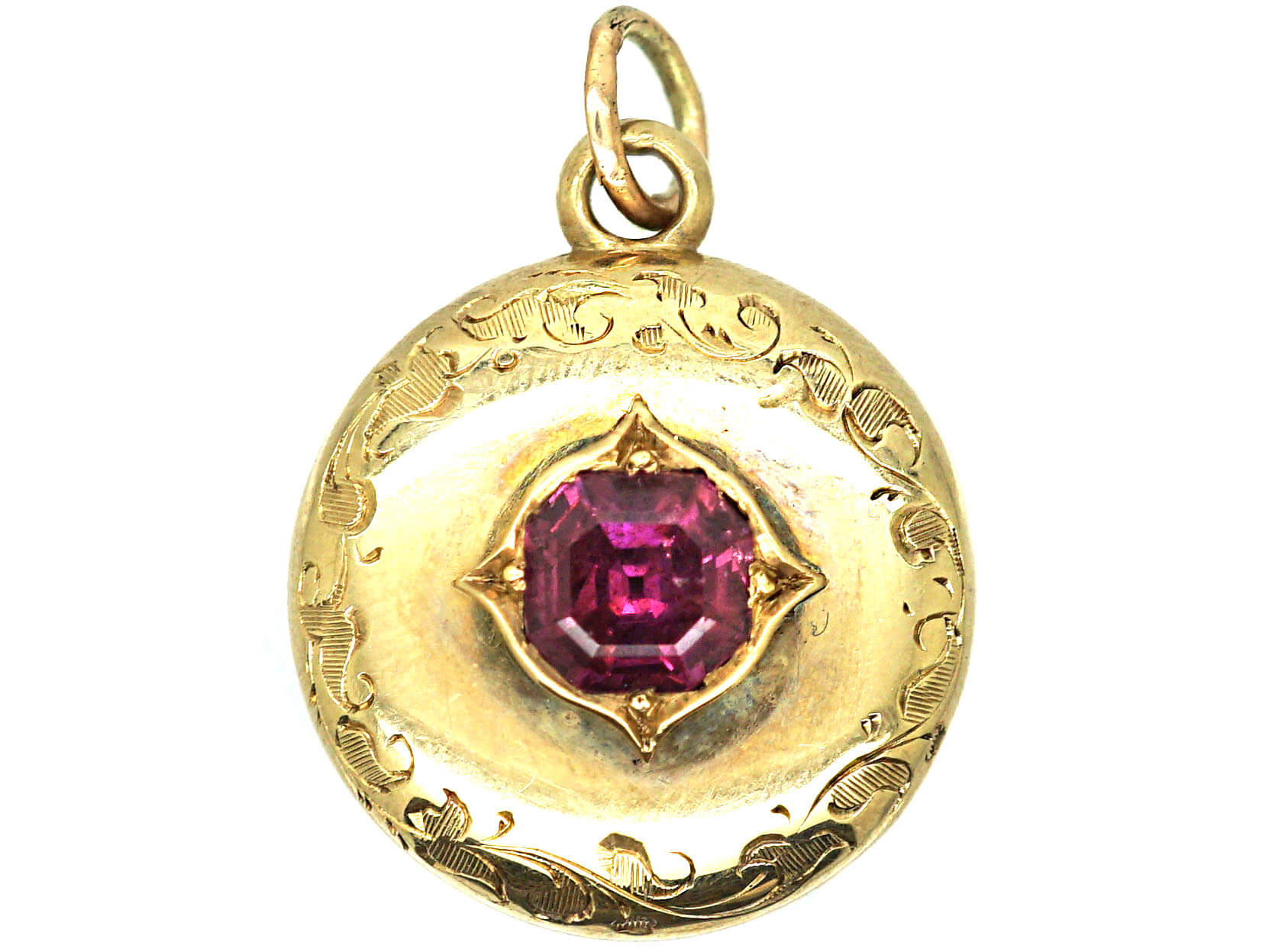 Victorian 15ct Gold Pendant with Locket Back set with an Almandine ...