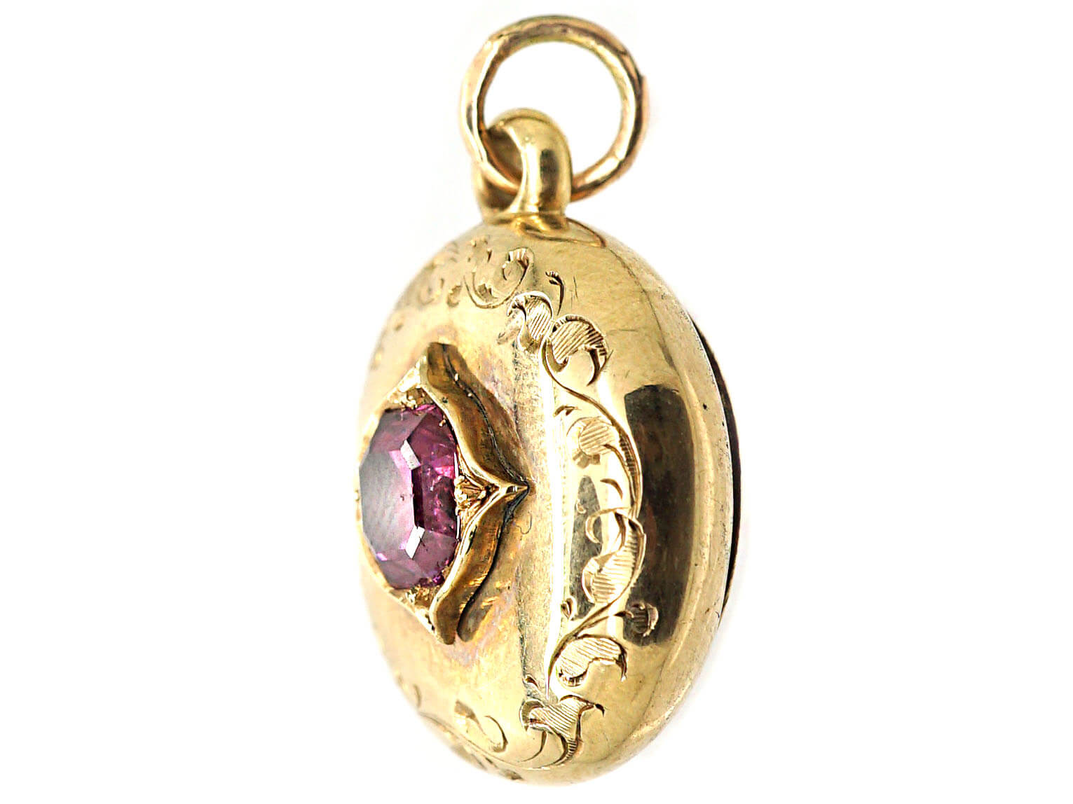 Victorian 15ct Gold Pendant with Locket Back set with an Almandine ...