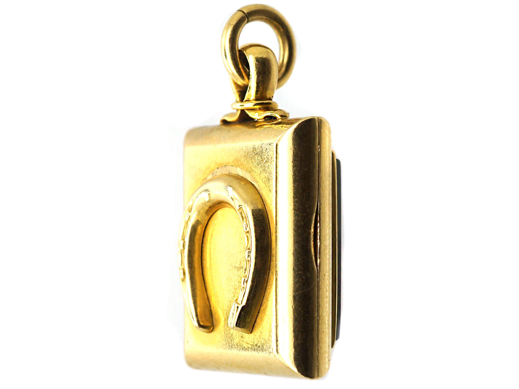 Victorian 18ct Gold Rectangular Locket with Horseshoe & Bloodstone ...
