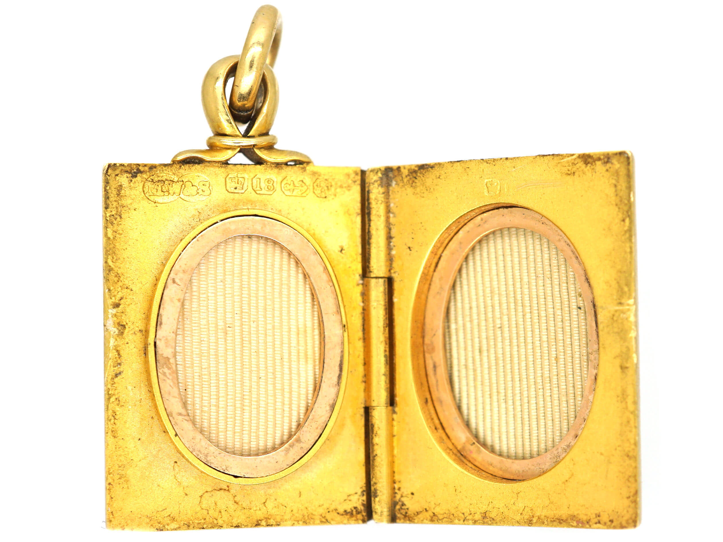 Victorian 18ct Gold Rectangular Locket with Horseshoe & Bloodstone ...