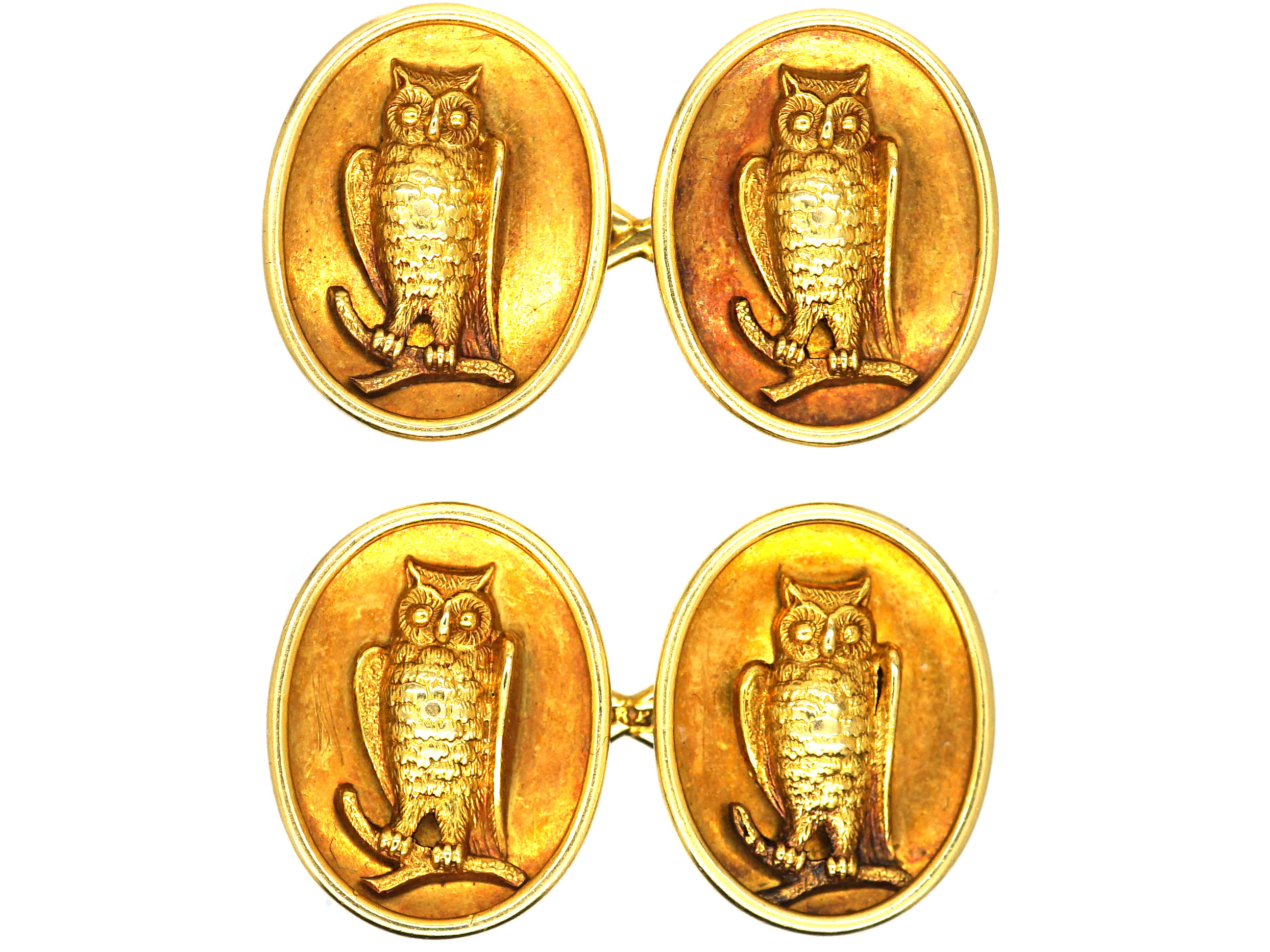 Victorian 18ct Gold Cufflinks of Owls (127Y) | The Antique Jewellery ...