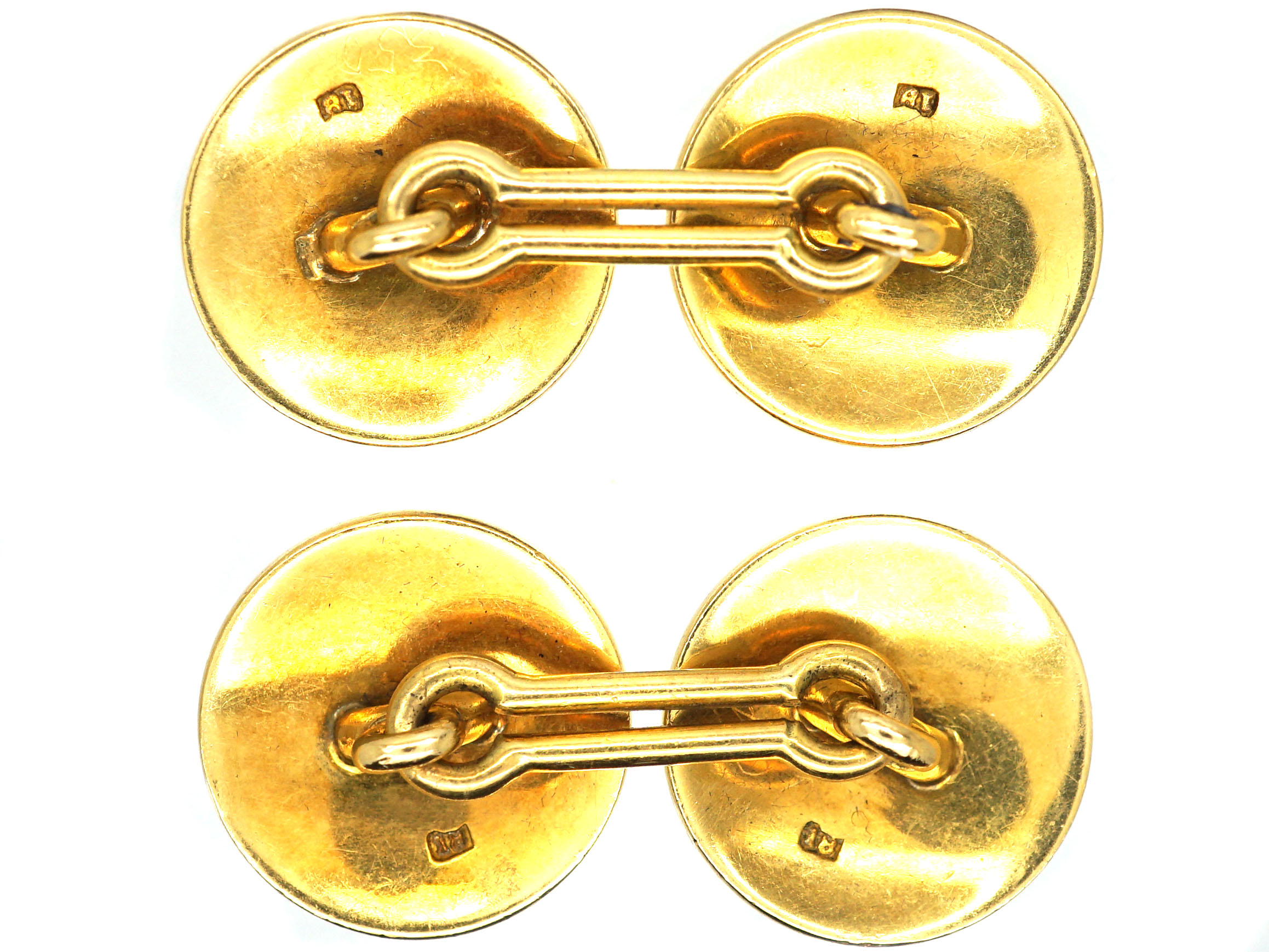 Edwardian 18ct Gold & Enamel Cufflinks set with Rubies & Diamonds (289Y ...