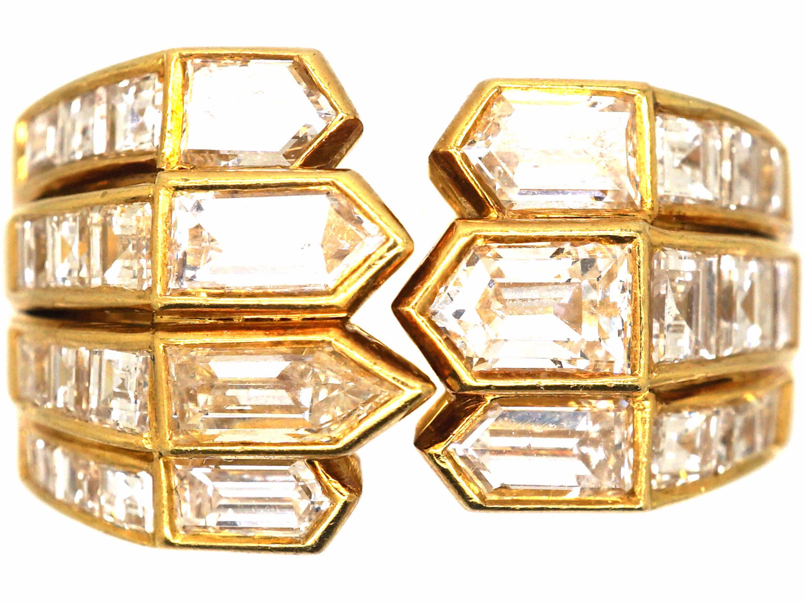 Modernist 18ct Gold Gauntlet Ring set with Princess Cut & Bullet ...