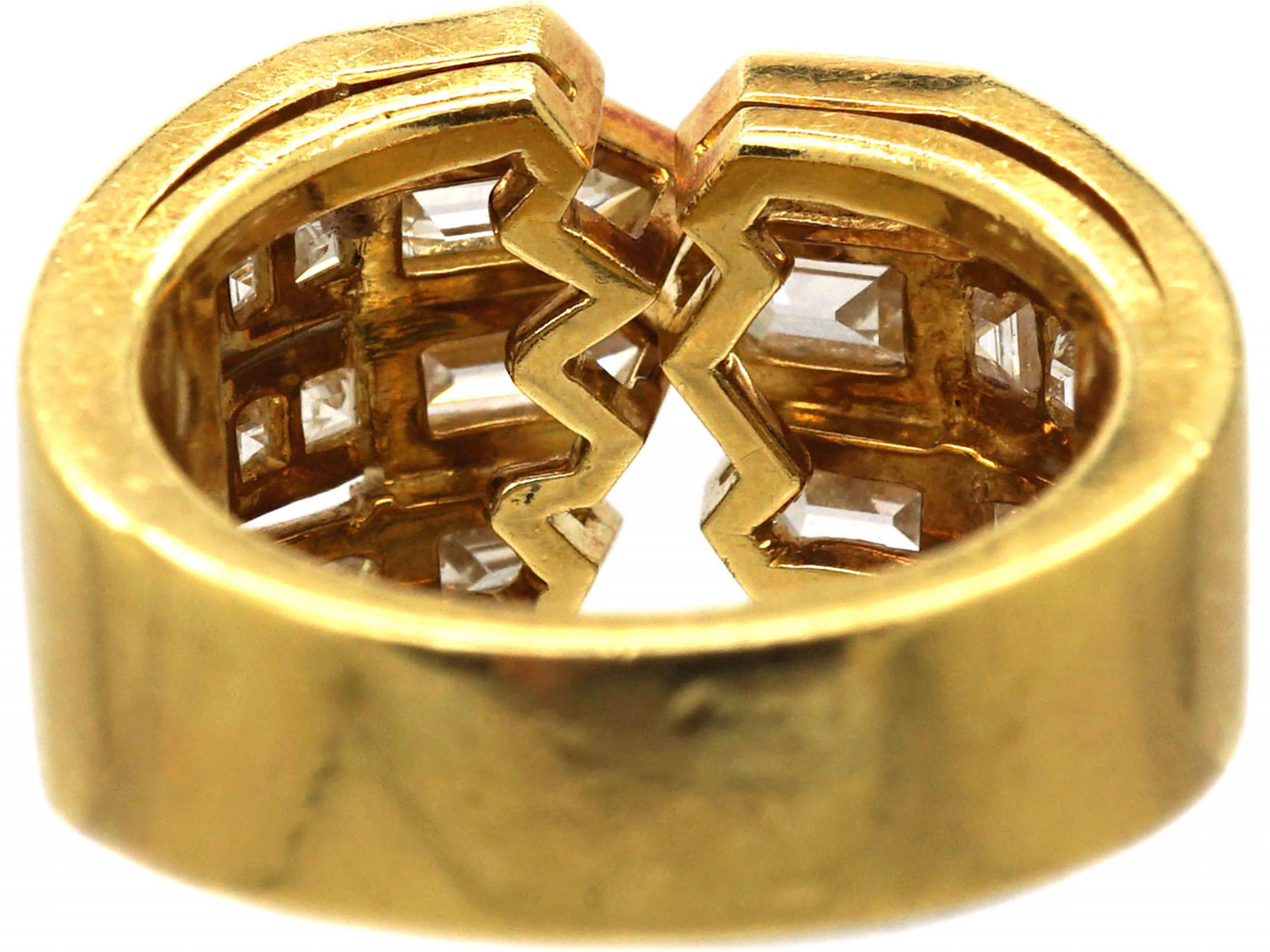 Modernist 18ct Gold Gauntlet Ring set with Princess Cut & Bullet ...