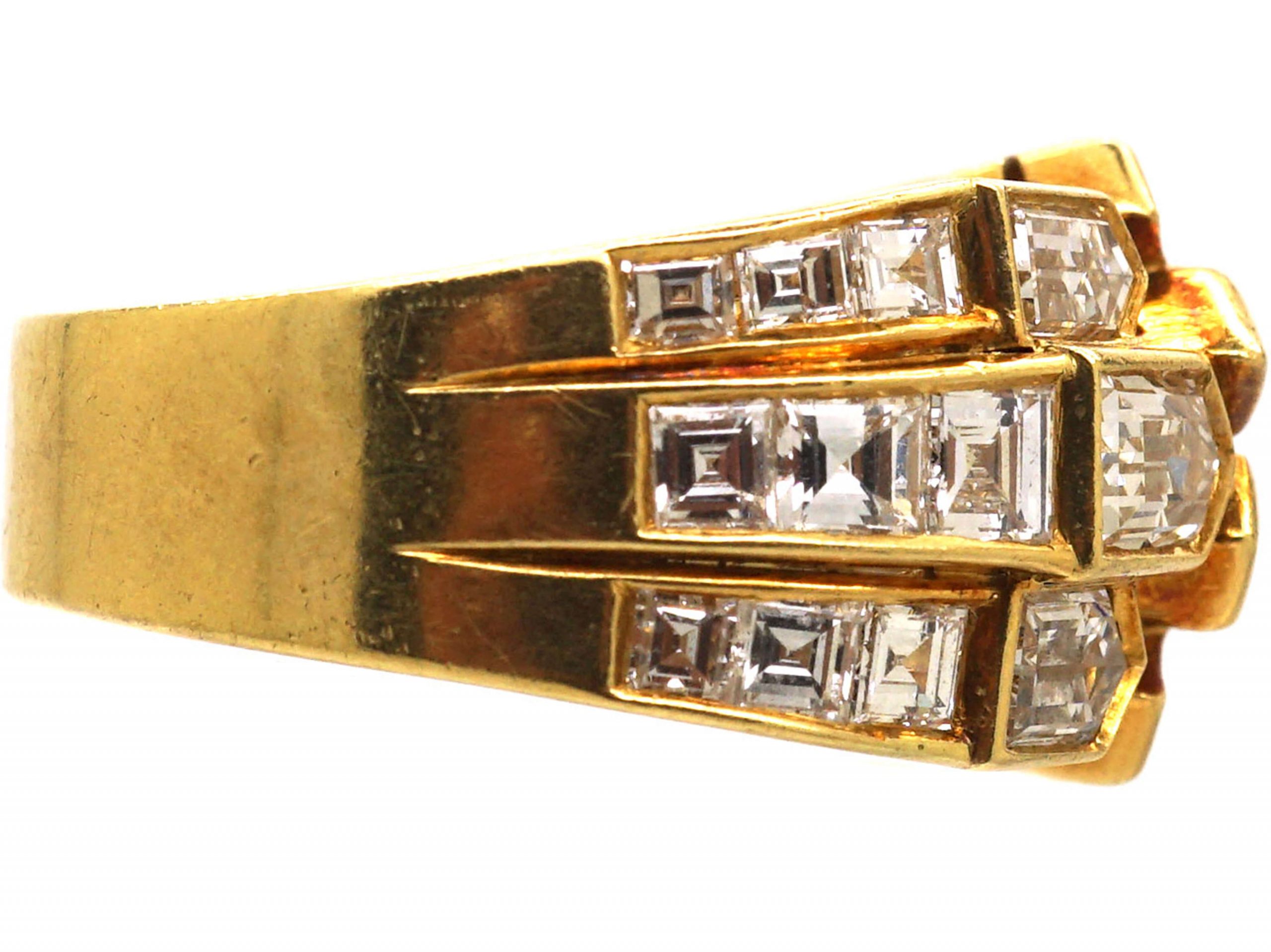 Modernist 18ct Gold Gauntlet Ring set with Princess Cut & Bullet ...