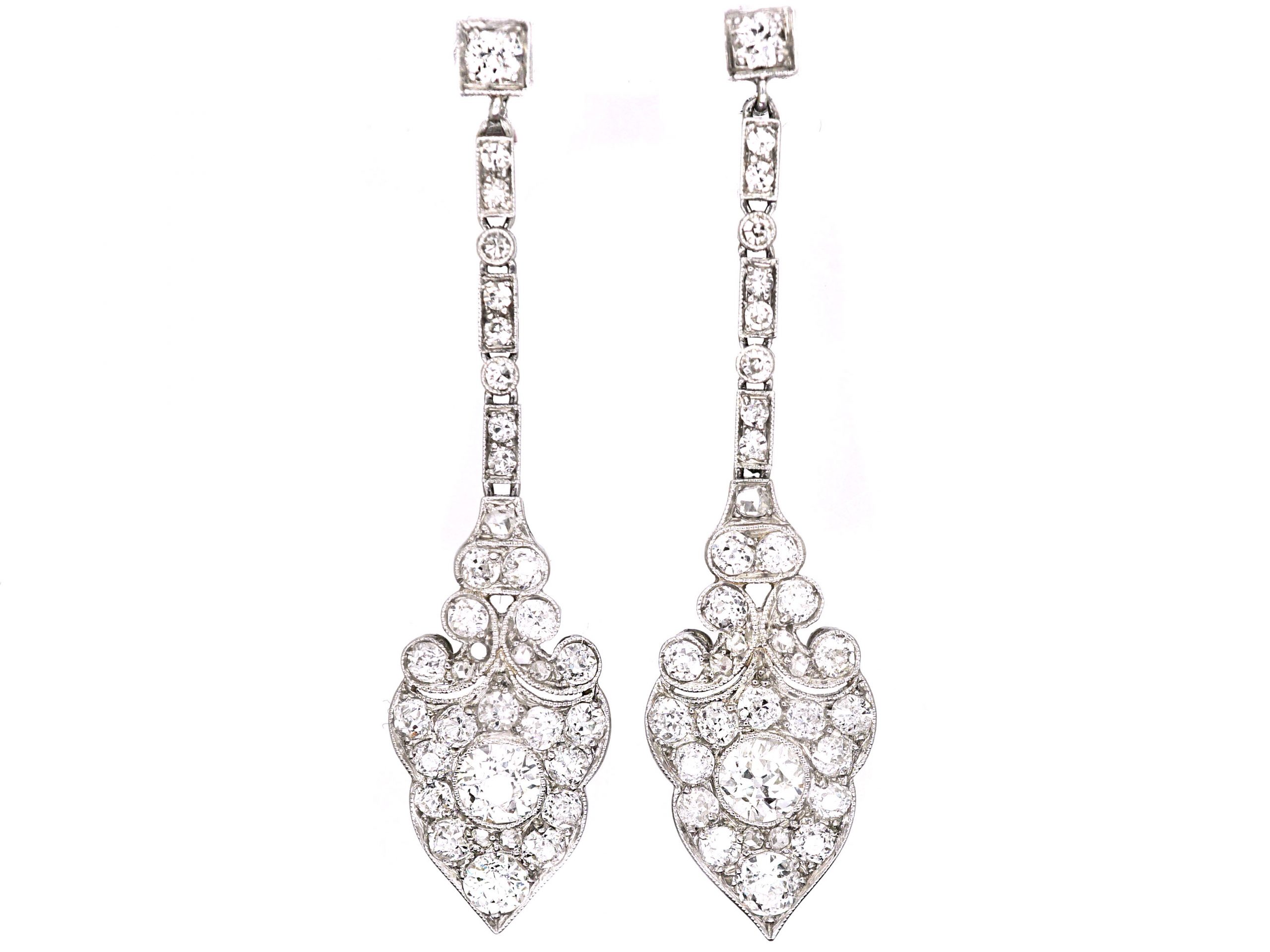Early 20th Century Platinum Diamond Drop Earrings (437Y) | The Antique ...