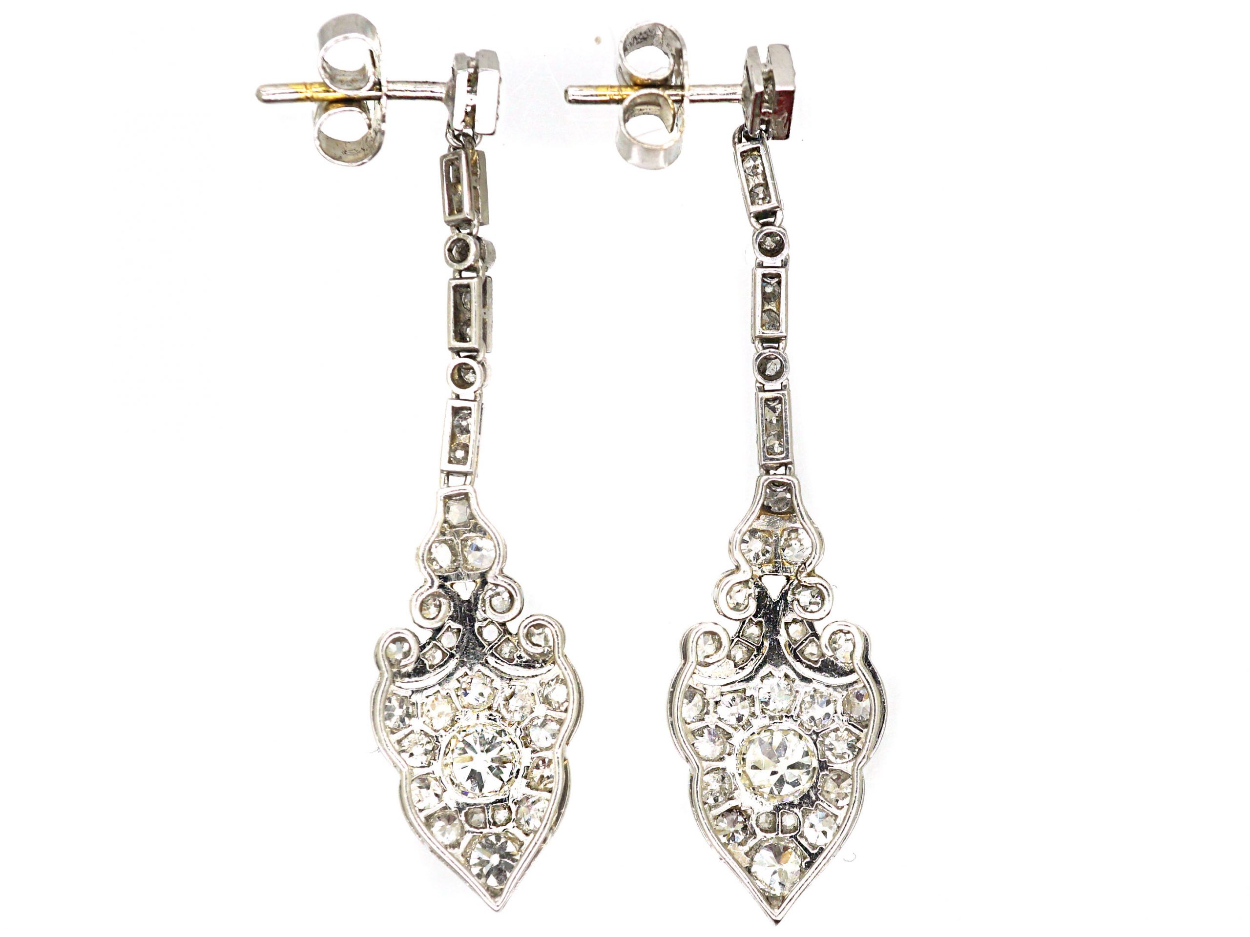 Early 20th Century Platinum Diamond Drop Earrings (437Y) | The Antique ...
