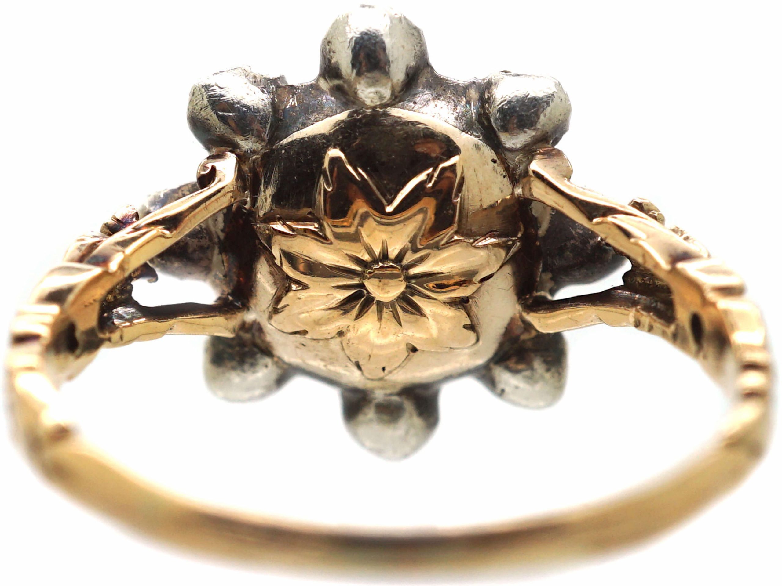 Georgian Gold & Silver Star Cluster Ring set with Rose Diamonds & a ...