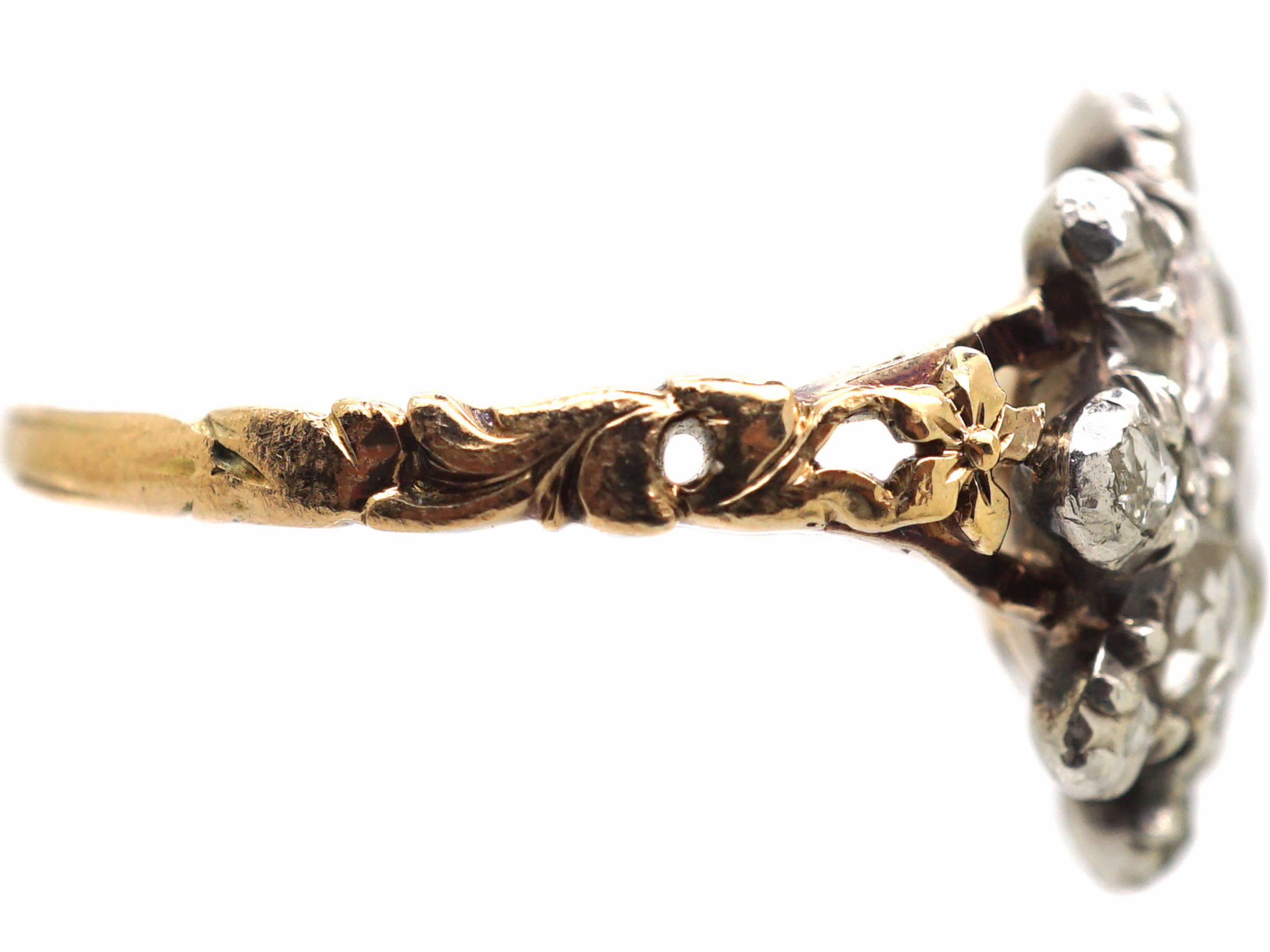 Georgian Gold & Silver Star Cluster Ring set with Rose Diamonds & a ...