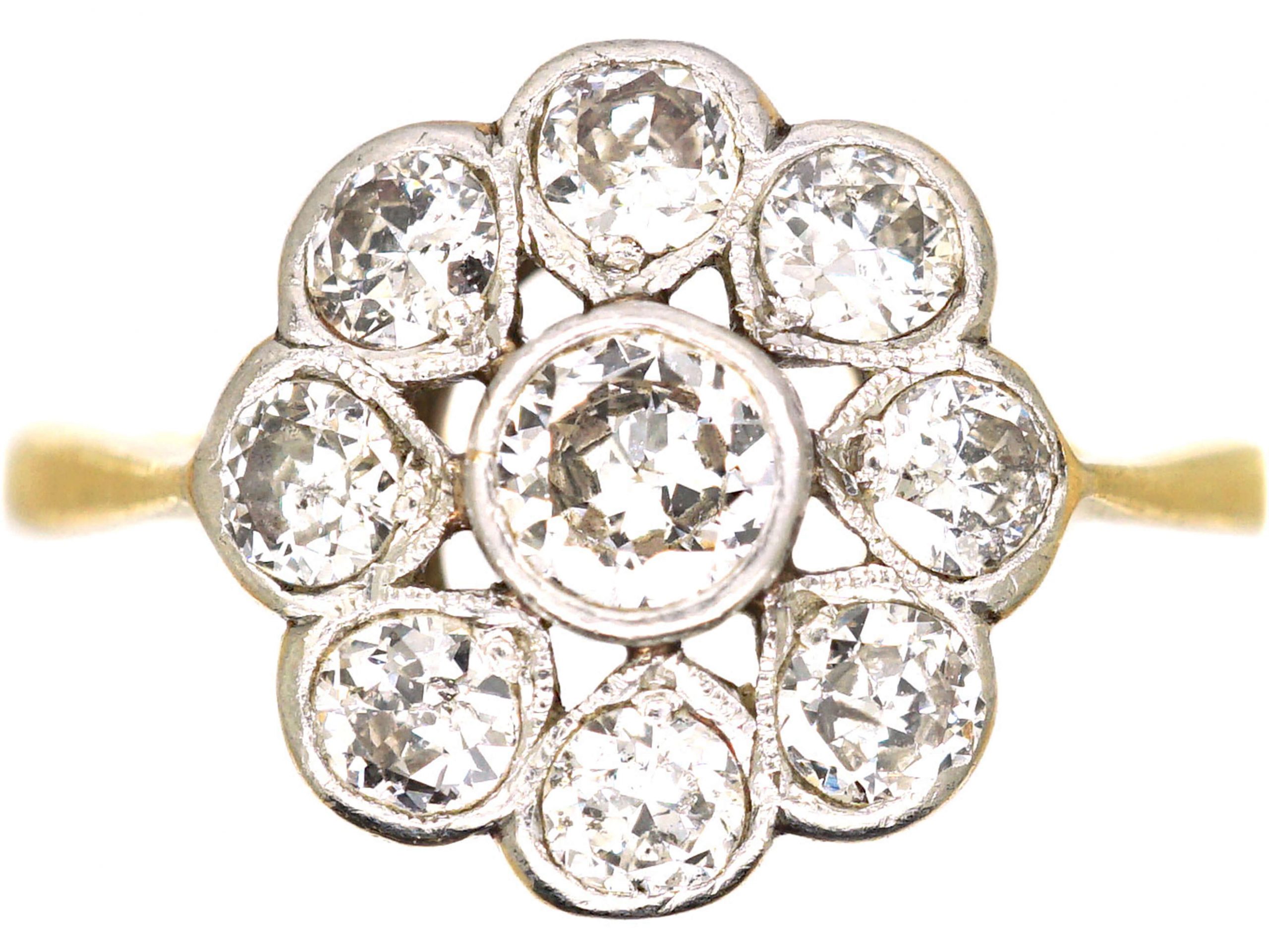 Edwardian 18ct Gold & Platinum, Diamond Pierced Cluster Ring (303Y ...