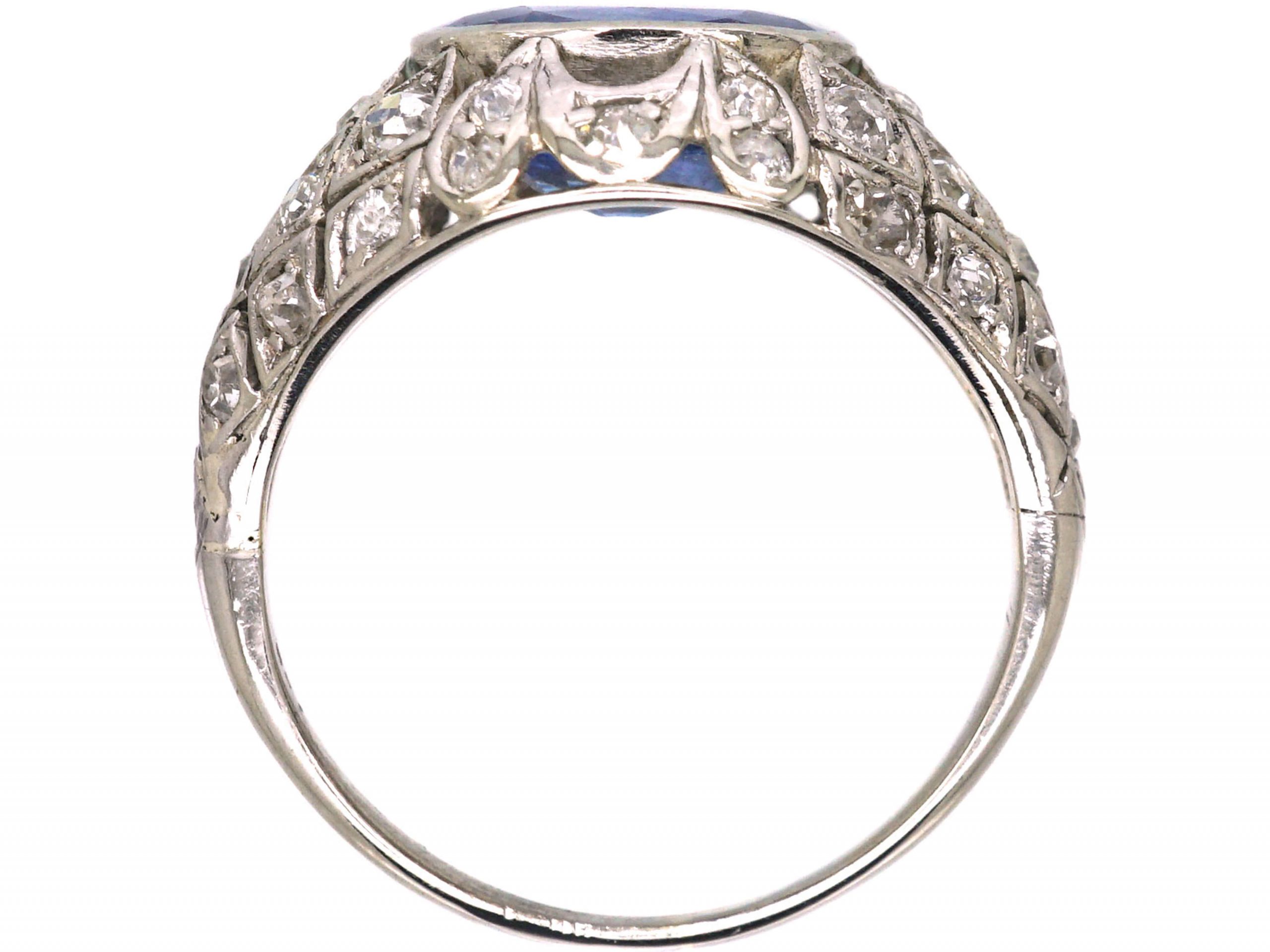Early 20th Century 18ct White Gold, Sapphire & Diamond Ring with Cross ...