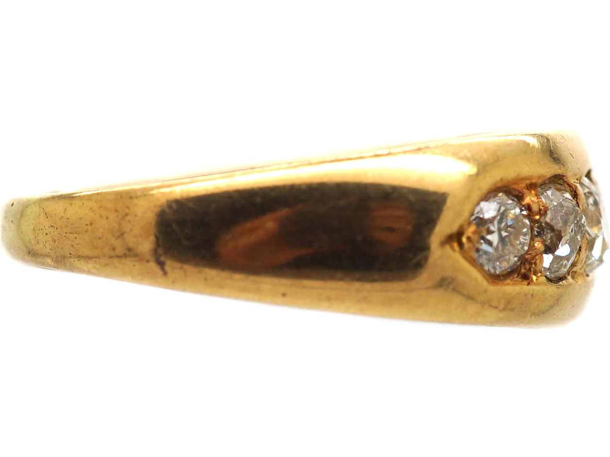Victorian 18ct Gold Ring set with Five Old Mine Cut Diamonds (334Y ...