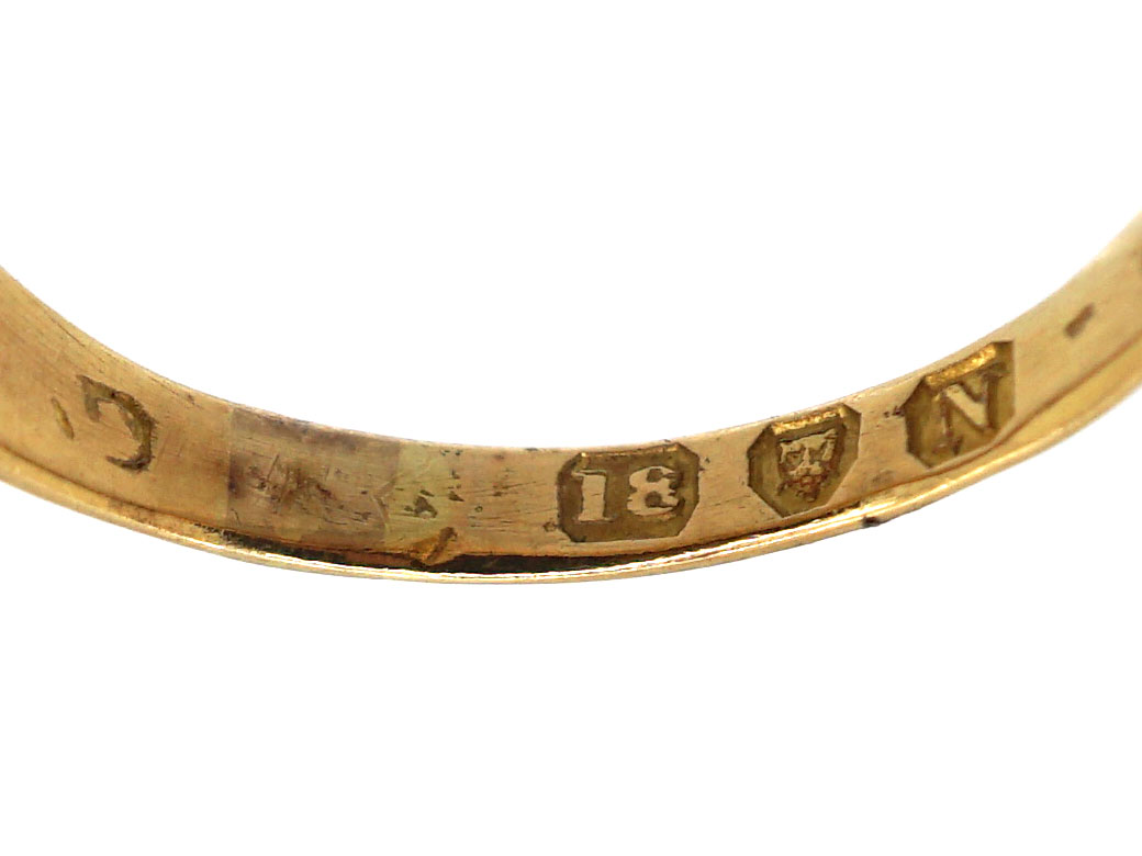 Victorian 18ct Gold Ring set with Five Old Mine Cut Diamonds (334Y ...