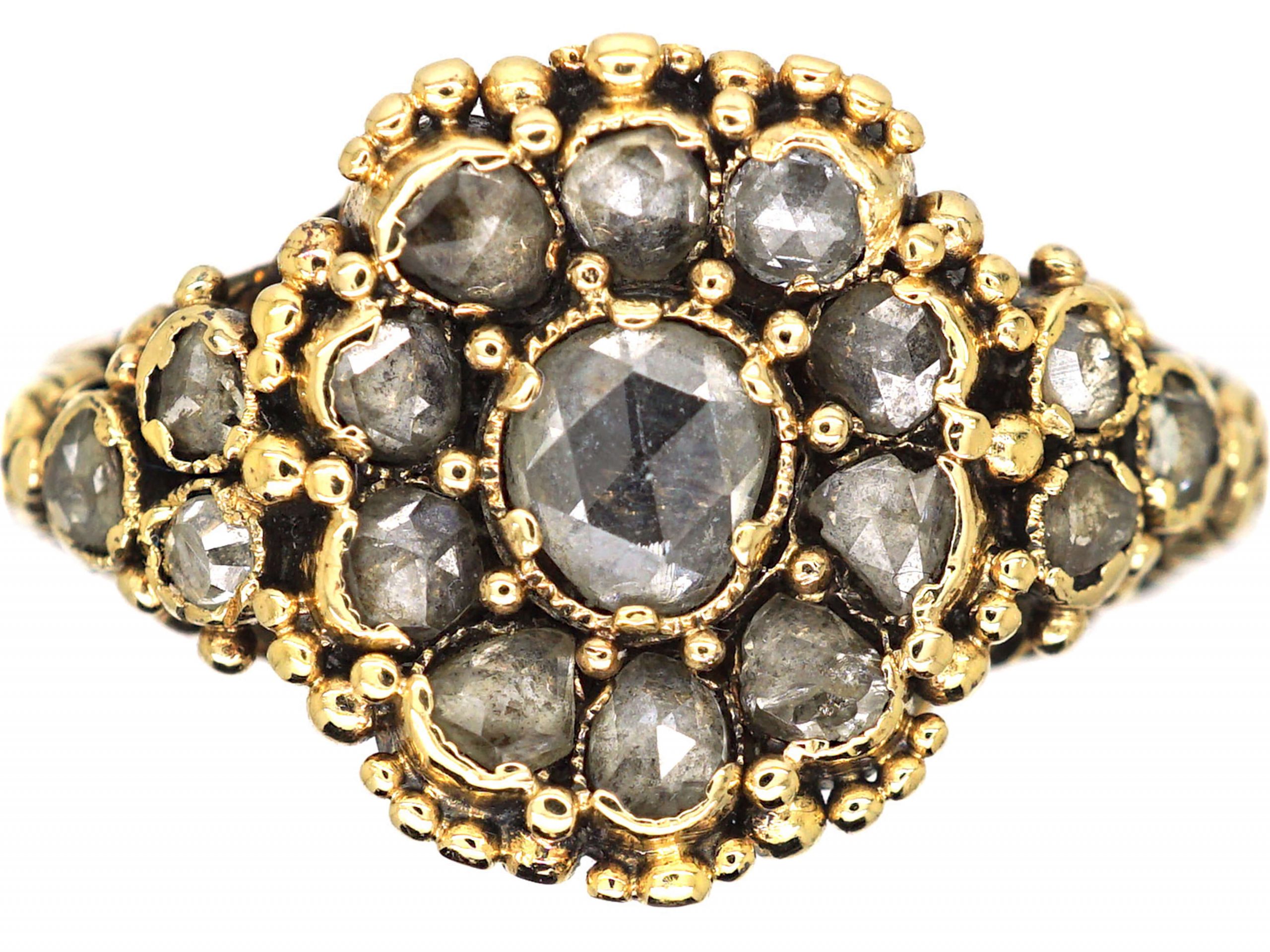 Georgian 18ct Gold Flower Ring set with Rose Diamonds (347Y) | The ...