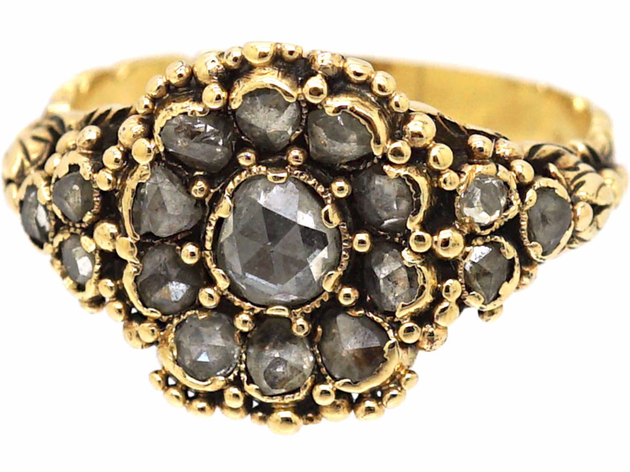 Georgian 18ct Gold Flower Ring set with Rose Diamonds (347Y) | The ...