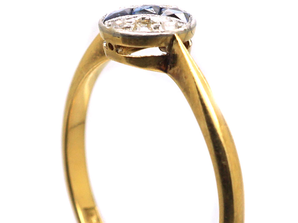 Art Deco 18ct Gold & Platinum, Cluster Ring Diagonally set with ...