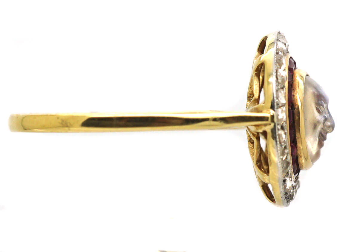 Early 20th Century 18ct Gold & Platinum, Man in the Moon Ring set with ...