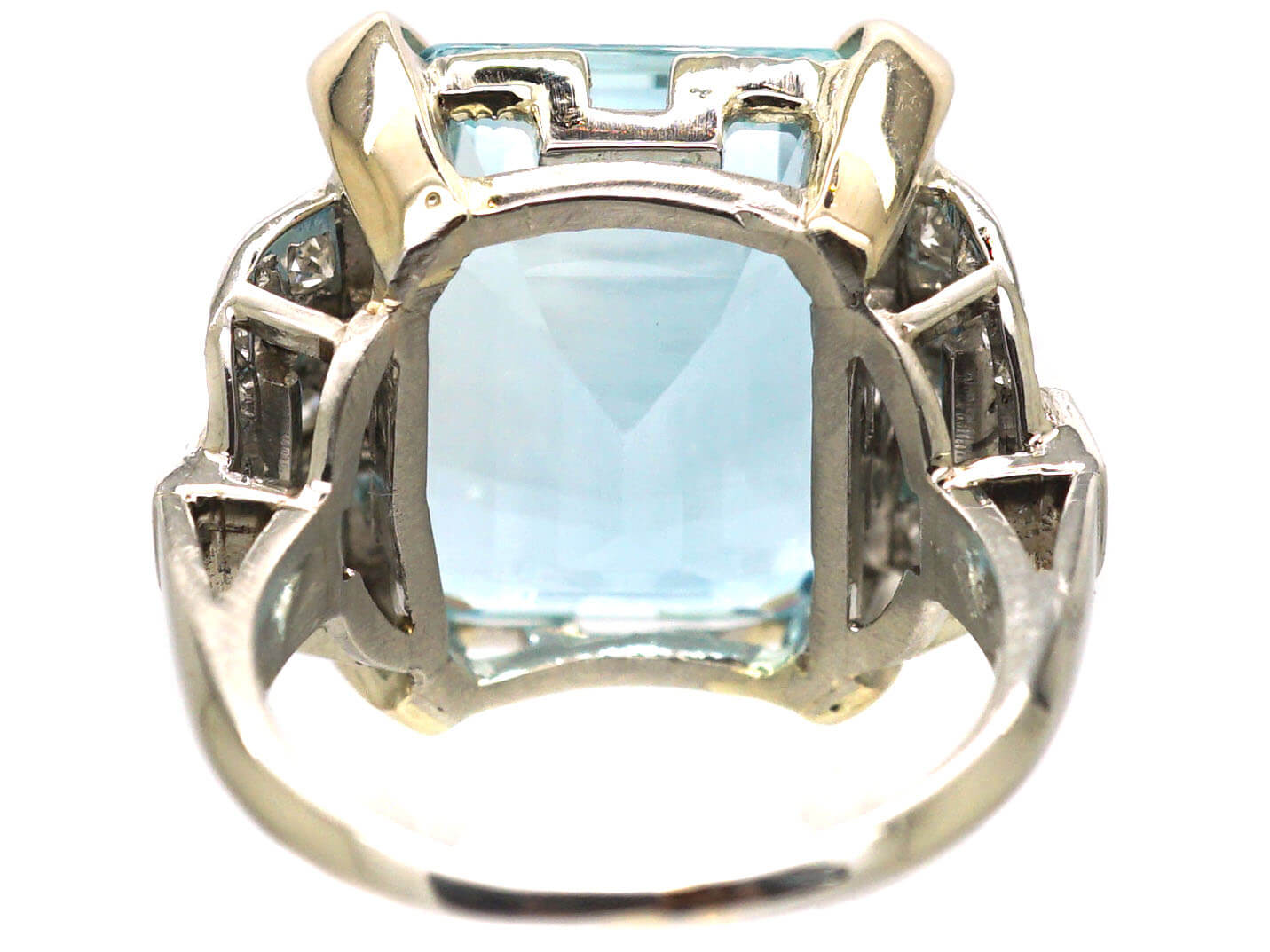 Retro 18ct White Gold, Large Aquamarine & Diamond Ring (328Y) | The ...