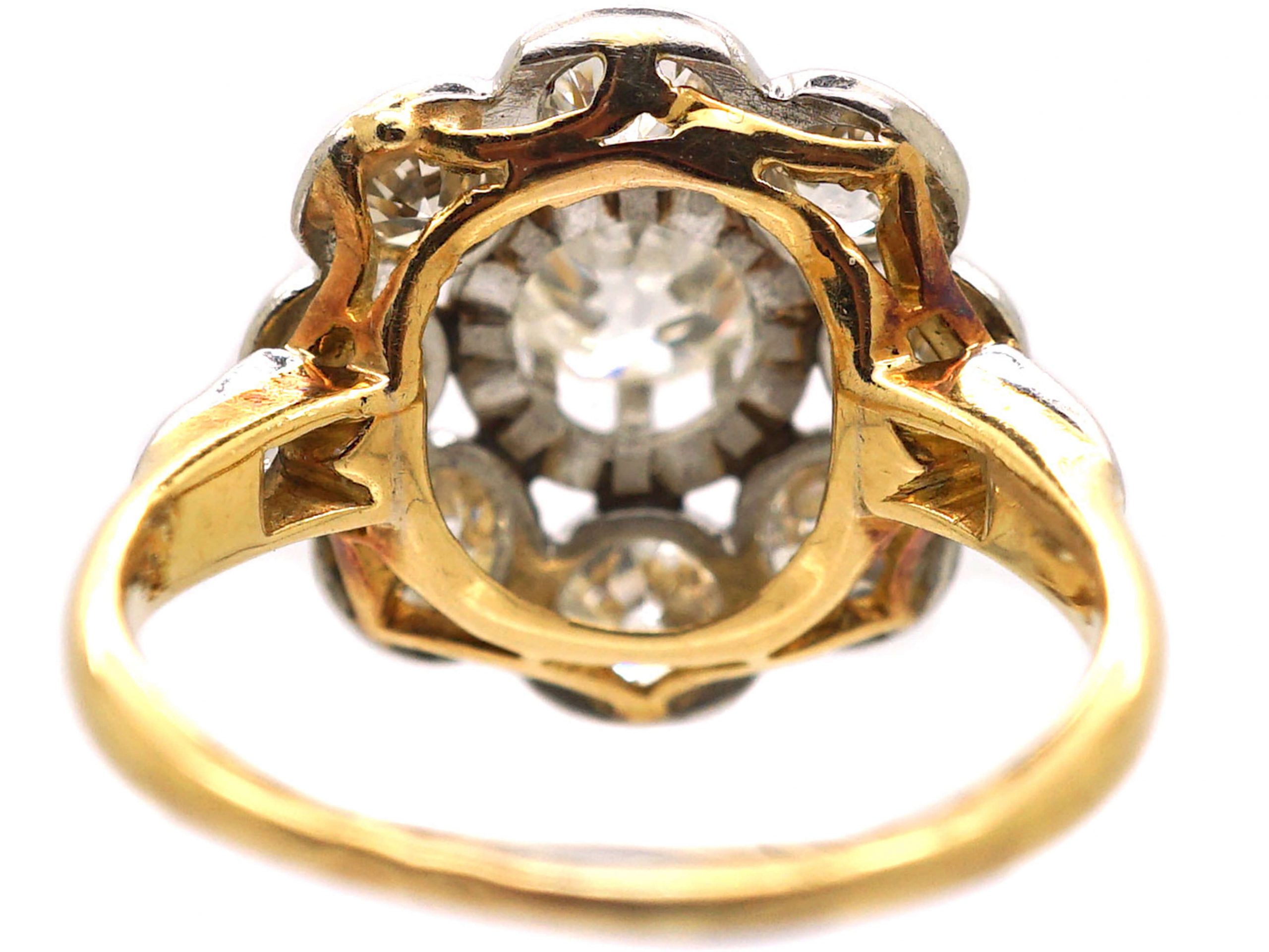 French Import Early 20th Century 18ct Gold & Platinum Diamond Cluster ...