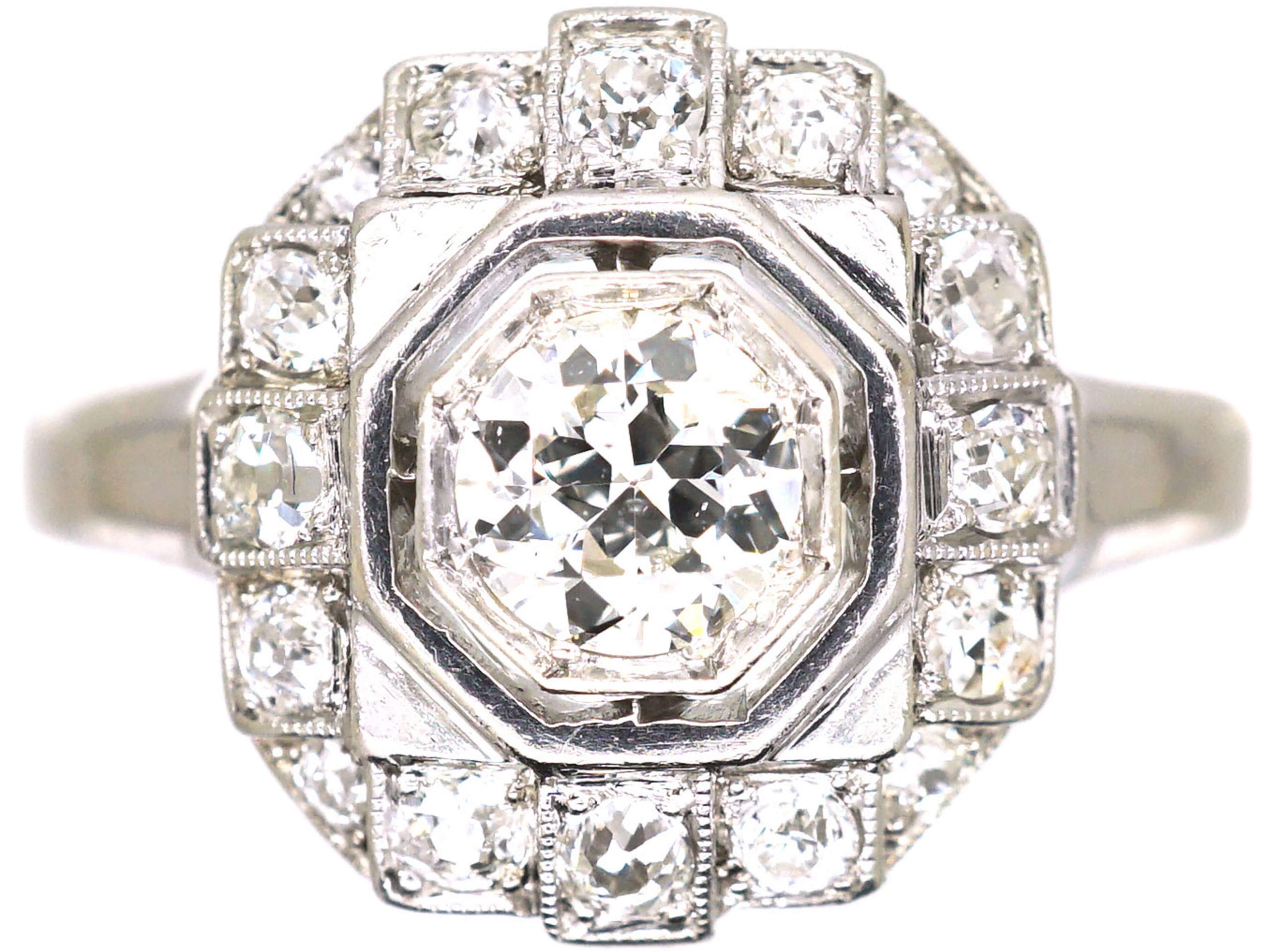 Art Deco Platinum Octagonal Ring set with Diamonds (427Y) | The Antique ...