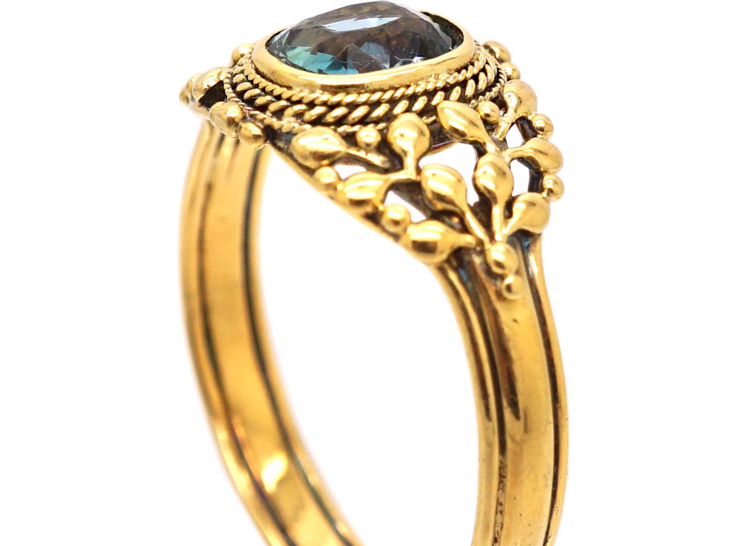 Arts & Crafts 18ct Gold Ring set with an Aquamarine attributed to ...