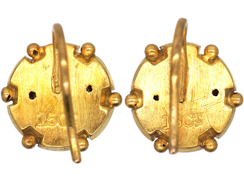 Victorian 15ct Gold Small Round Earrings set with Rose Diamonds (694X ...
