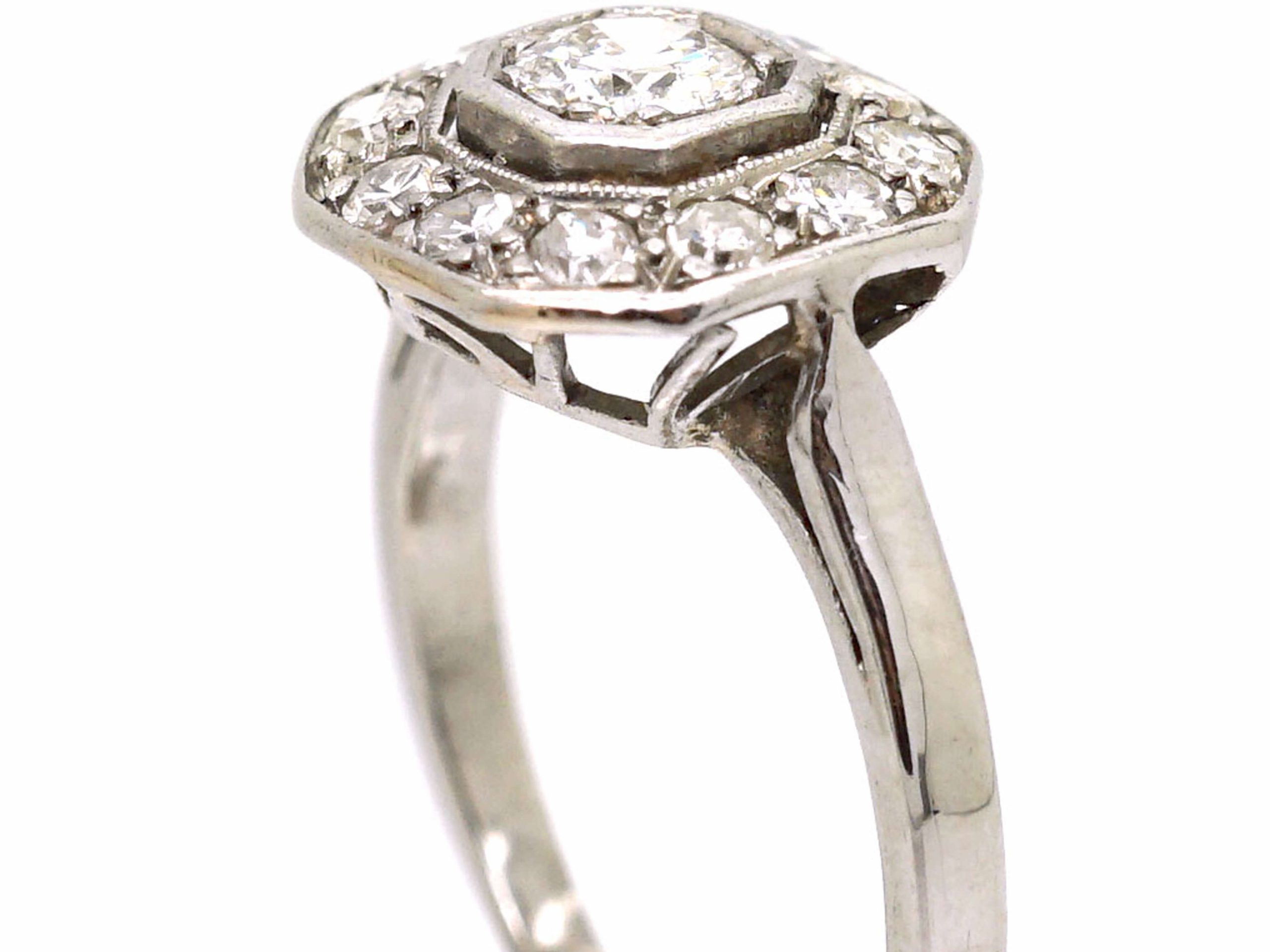 Art Deco 18ct White Gold & Diamond Octagonal Ring (960W) | The Antique ...