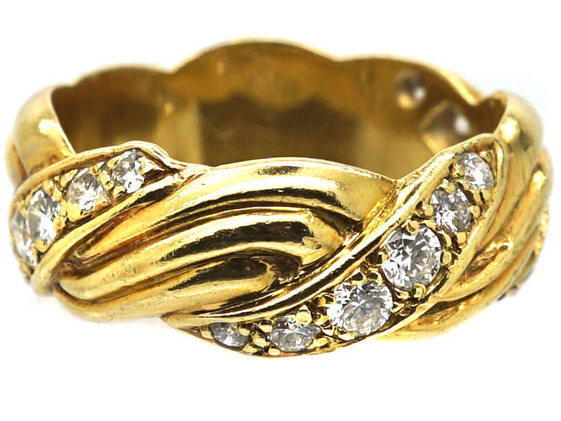 18ct Gold Ring with Three Bands set with Diamonds (434Y) | The Antique ...