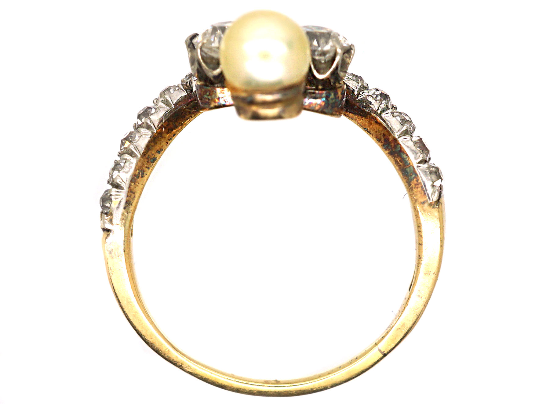 Edwardian 18ct Gold & Platinum Tiara Ring set with Diamonds & a Natural ...