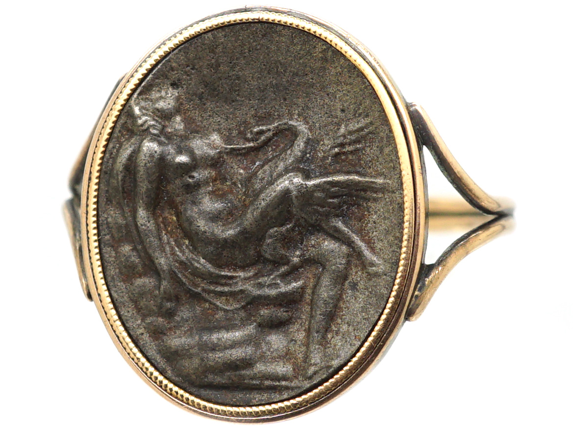 Early 19th Century 9ct Gold Berlin Iron Ring with Relief of Leda & the ...