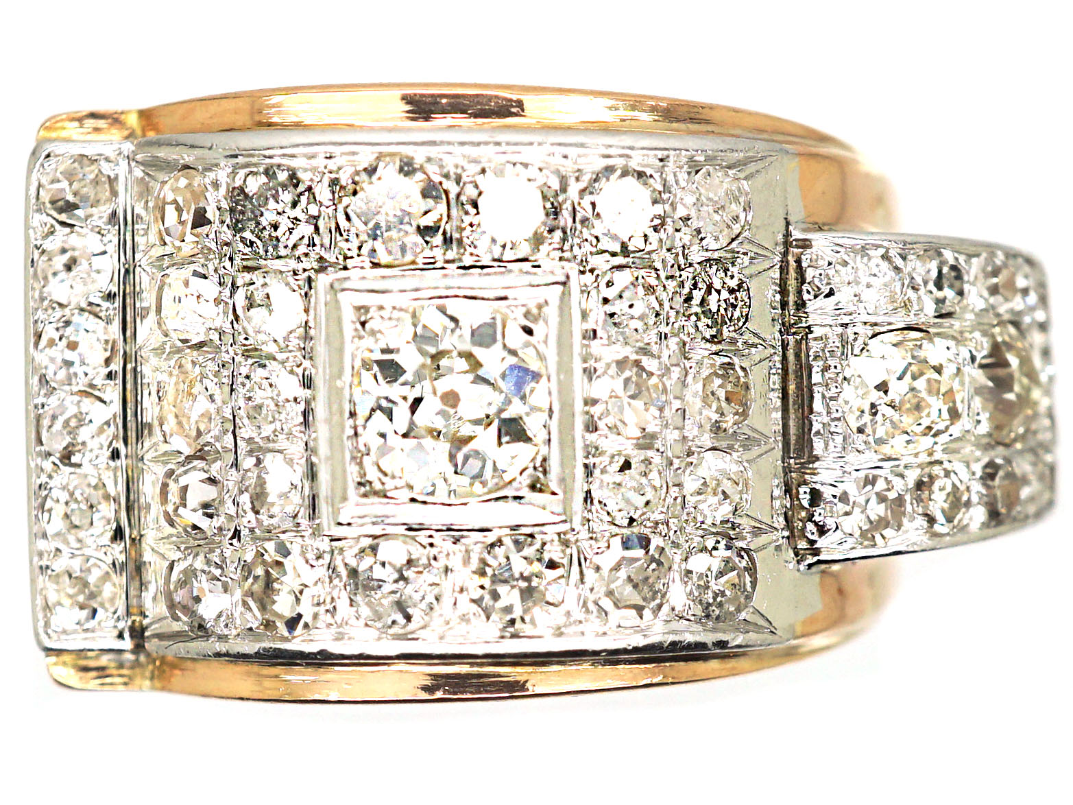 Retro 18ct Gold Buckle Ring set with Diamonds (406Y) | The Antique ...