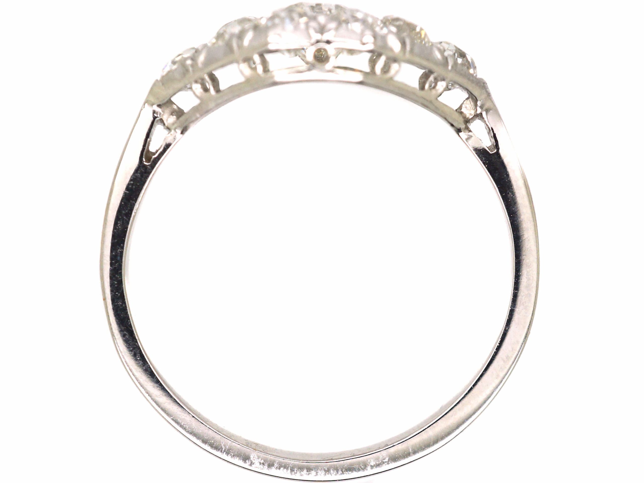 Art Deco 18ct White Gold Octagonal Shaped Ring set with Diamonds (487Y ...