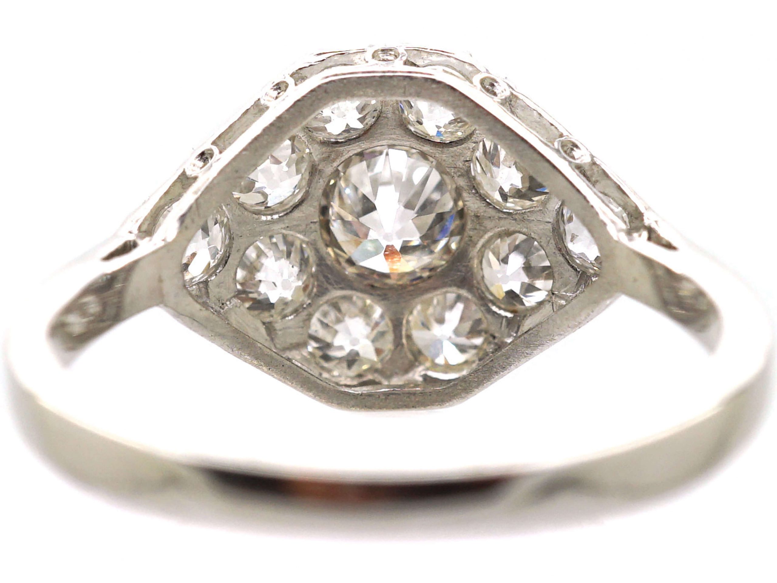 Art Deco 18ct White Gold Octagonal Shaped Ring set with Diamonds (487Y ...