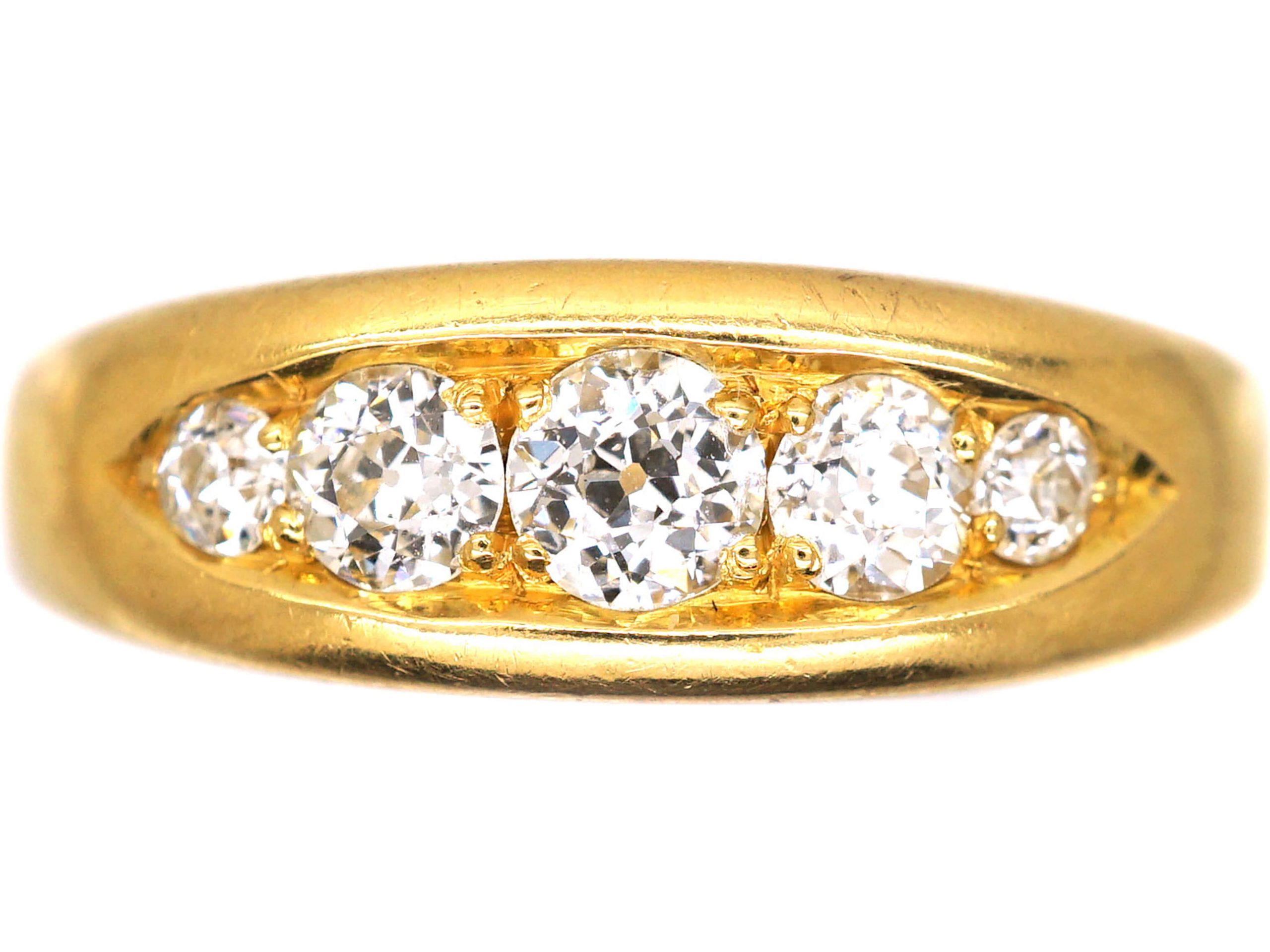 Victorian 18ct Gold Boat Shaped Ring set with Five Diamonds | AJC - AUS