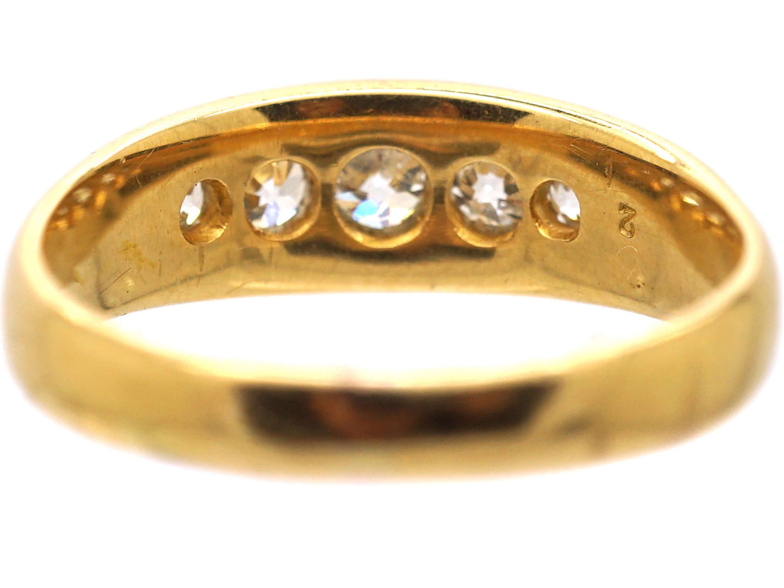 Victorian 18ct Gold Boat Shaped Ring set with Five Diamonds | AJC - AUS