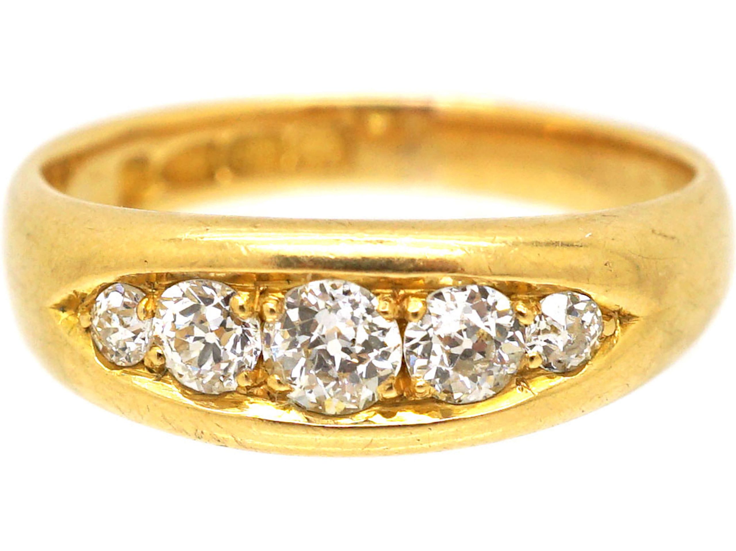 Victorian 18ct Gold Boat Shaped Ring set with Five Diamonds (464Y ...