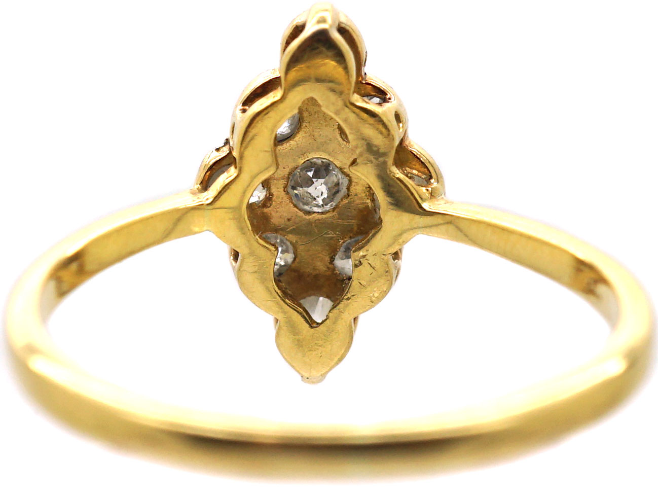 Edwardian 15ct Gold & Platinum Marquise Shaped Ring set with Diamonds ...