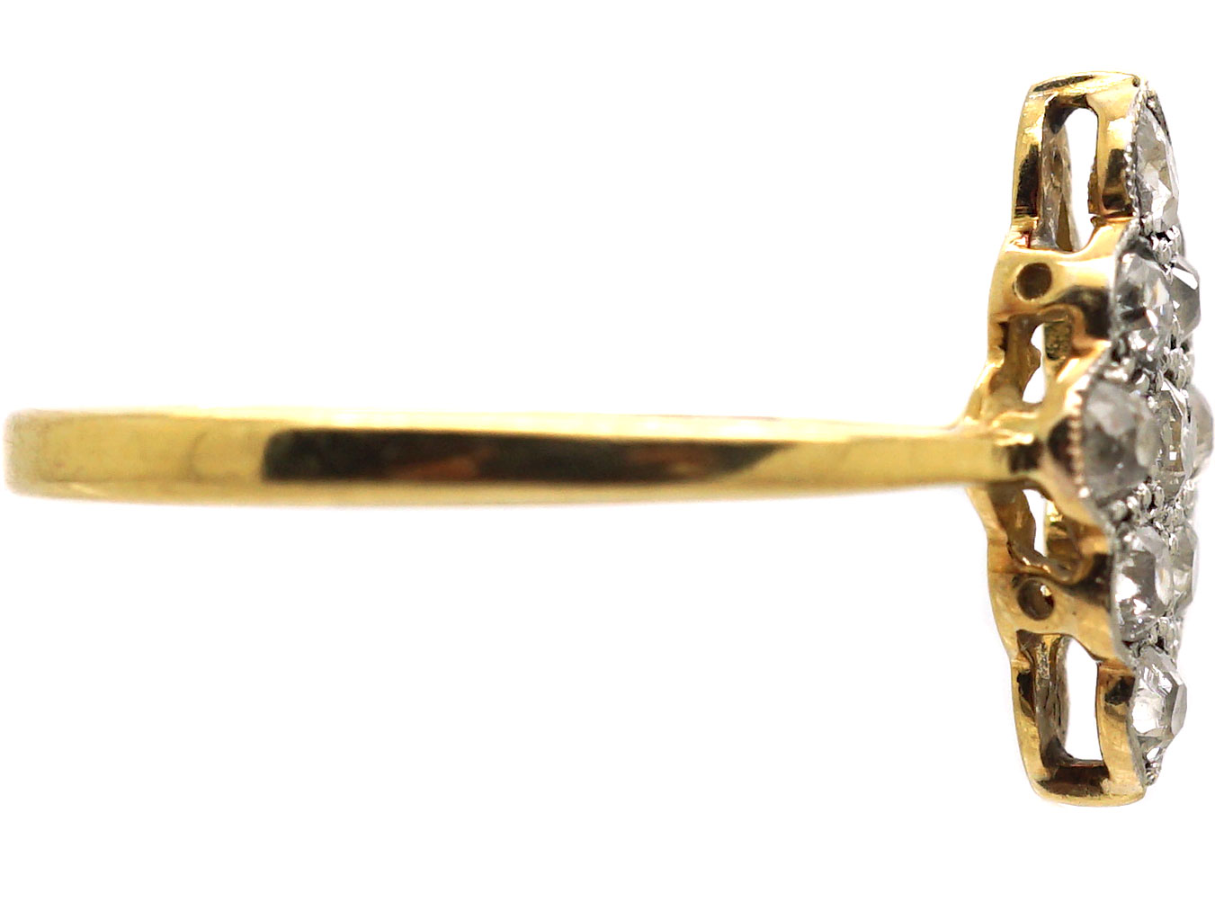 Edwardian 15ct Gold & Platinum Marquise Shaped Ring set with Diamonds ...